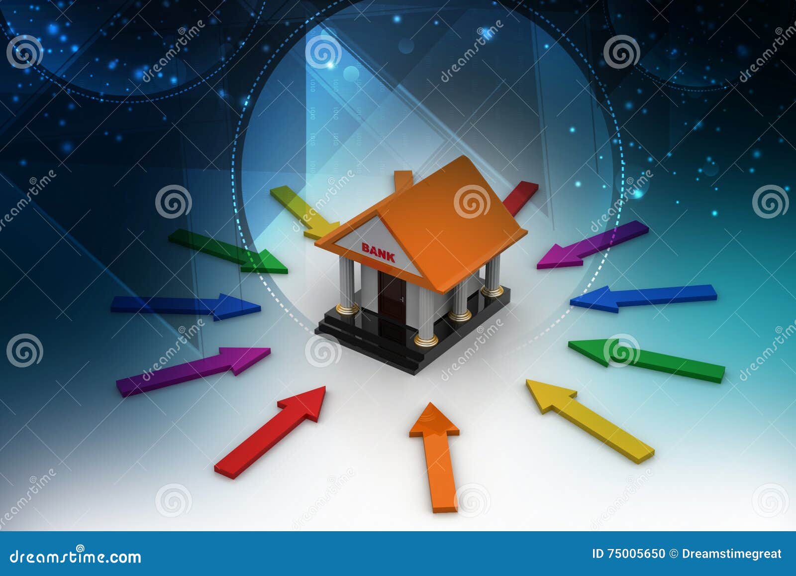 Bank Building with Arrows, Different Function through Bank Stock ...