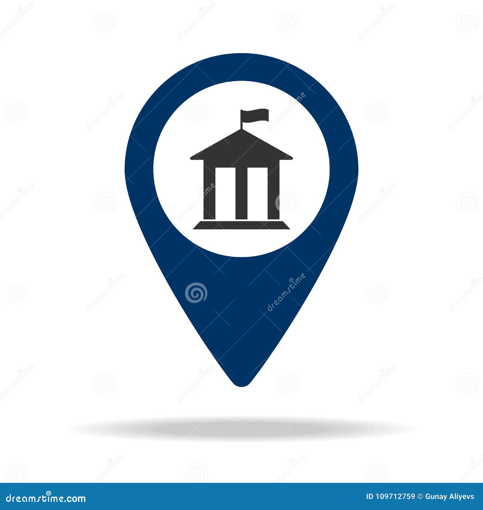 Bank Building in Blue Map Pin Icon. Element of Map Point for Mobile ...