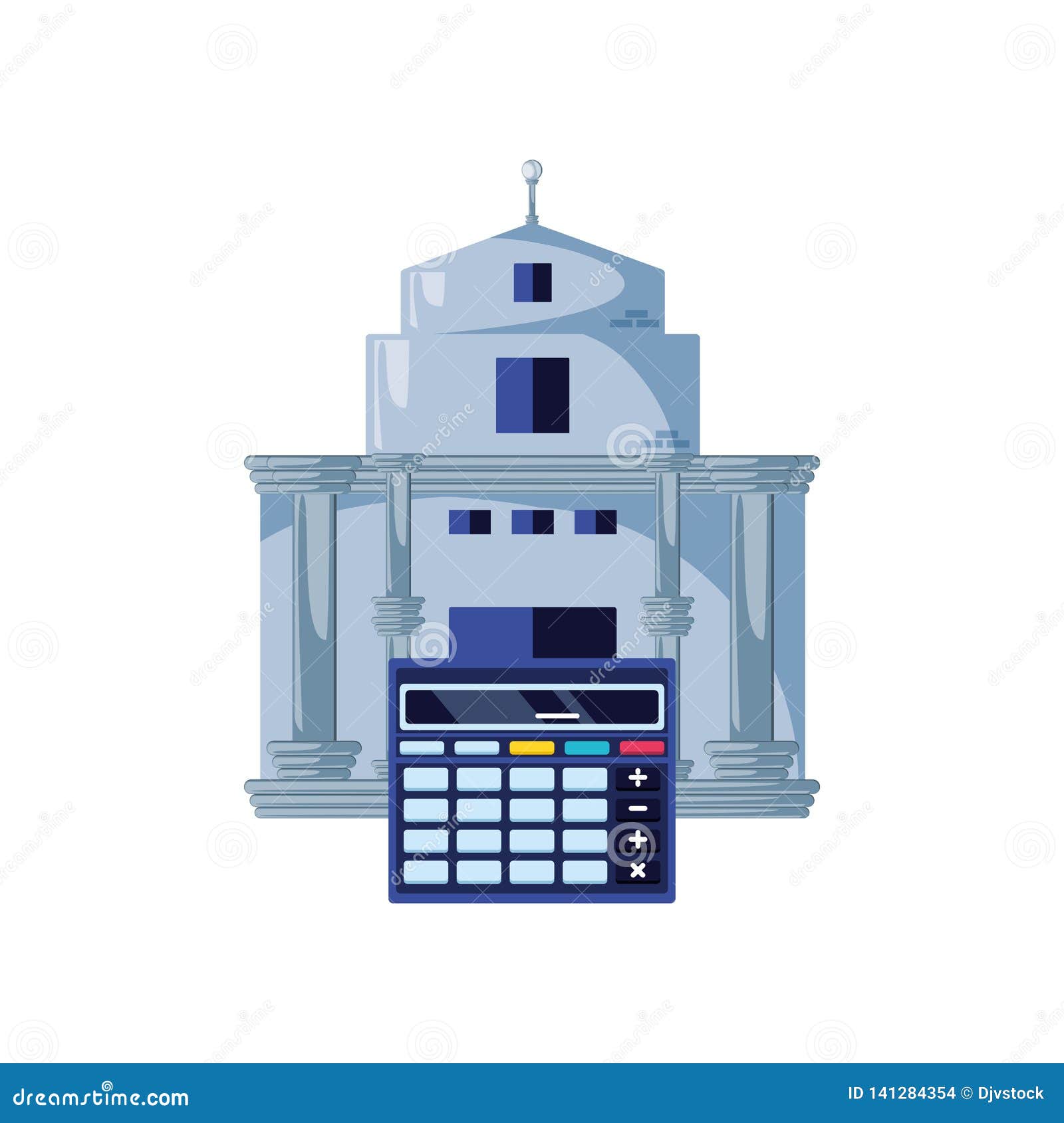 Bank Building with Calculator Math Stock Vector - Illustration of ...