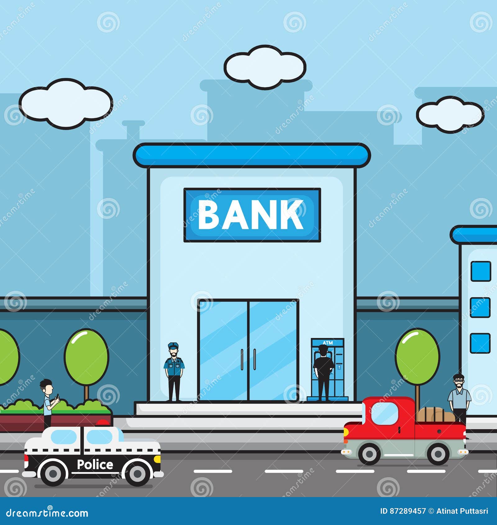 Bank Building in City Space . Stock Vector - Illustration of money ...
