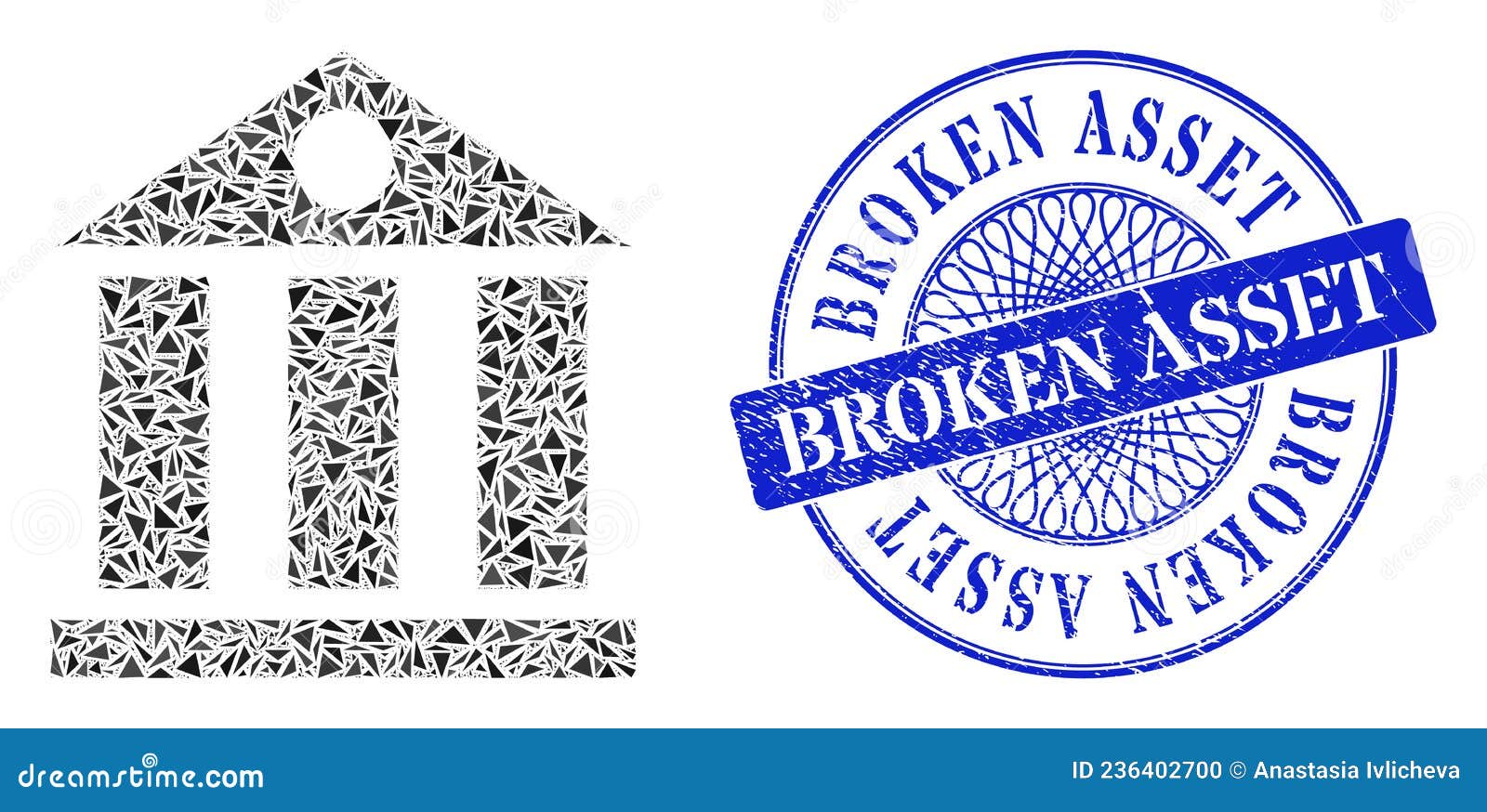 Distress Broken Asset Stamp Seal And Green Customers And Dollar Mosaic ...