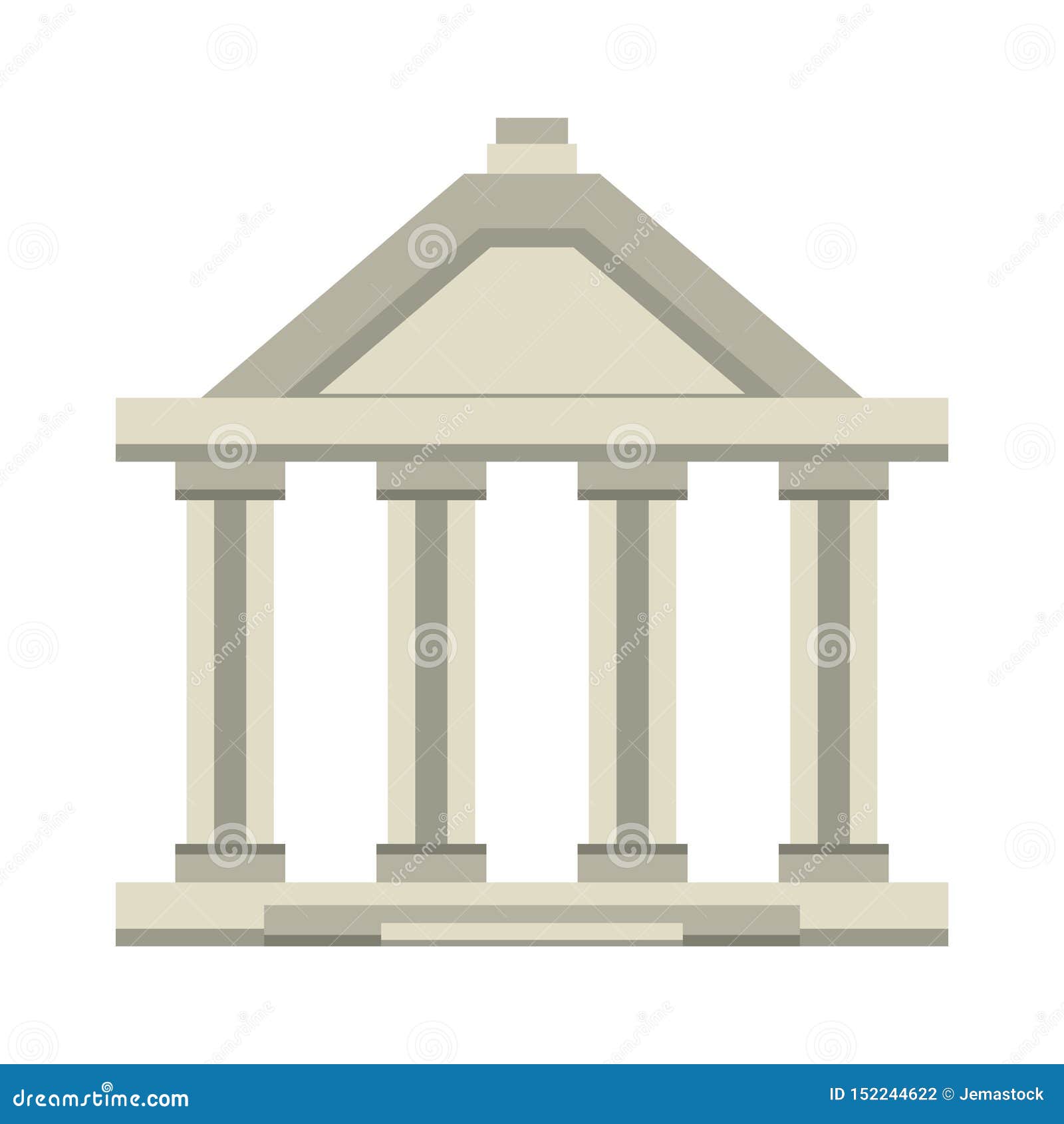 Bank Building with Columns Symbol Isolated Stock Vector - Illustration ...