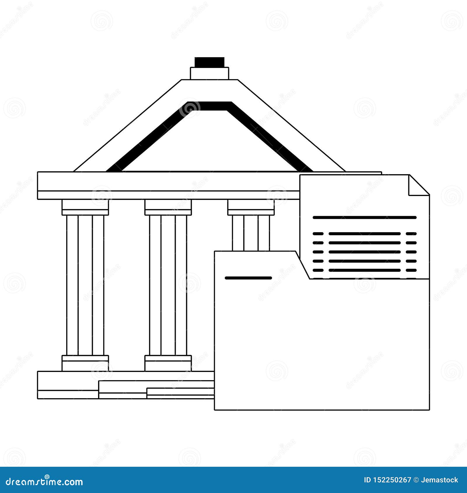 Bank Building and Folder Document Symbol Stock Vector - Illustration of ...