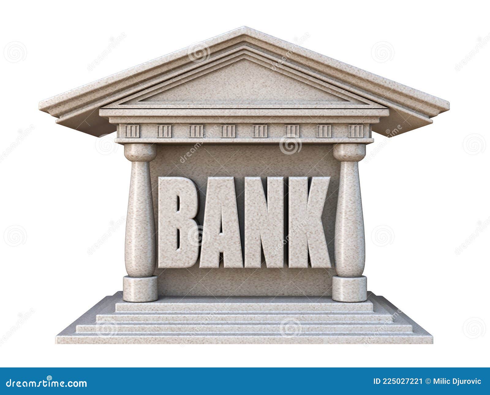 Bank Building Front View 3D Stock Illustration - Illustration of ...