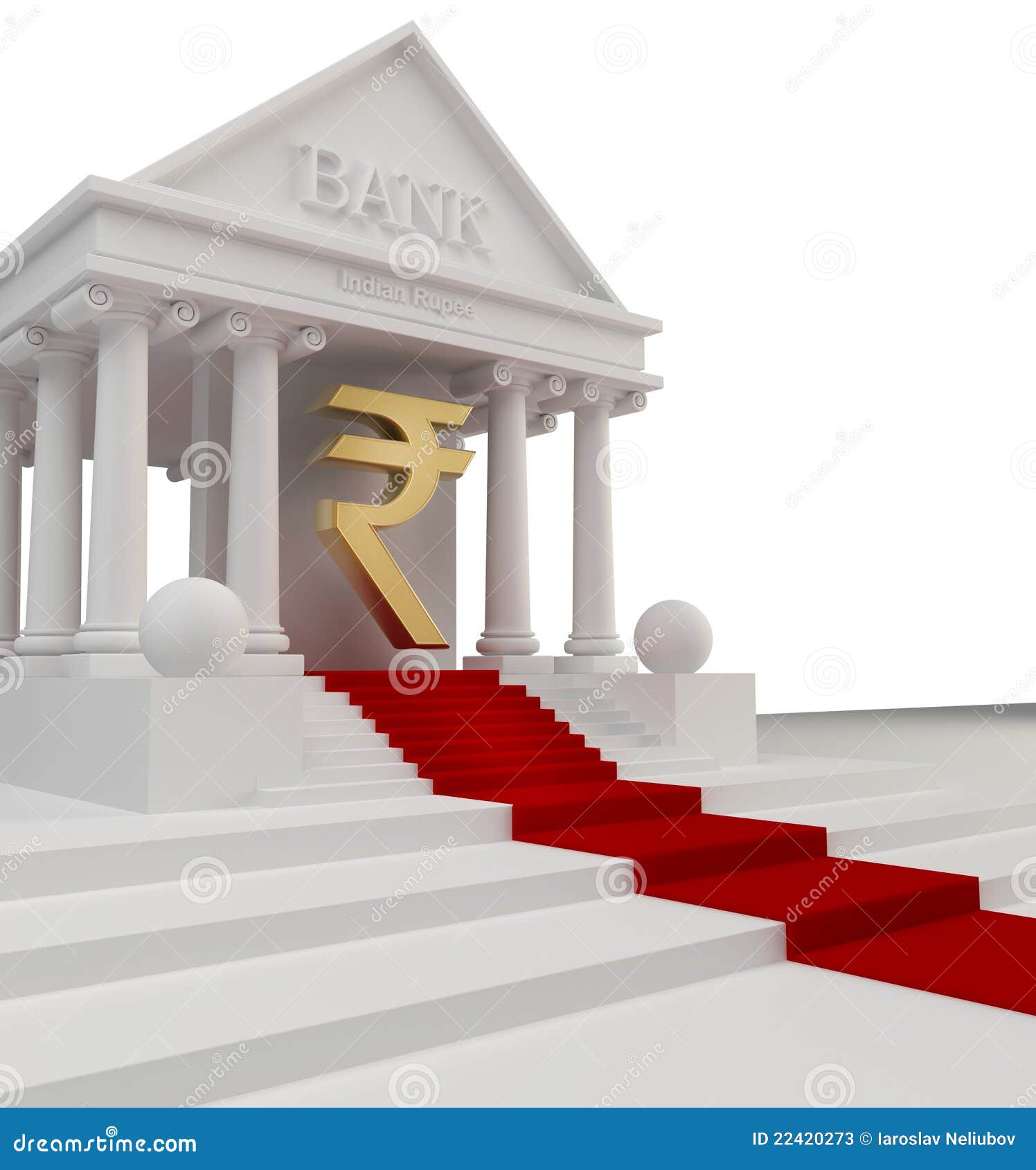 Bank Building with a Gold Symbol Stock Illustration - Illustration of ...