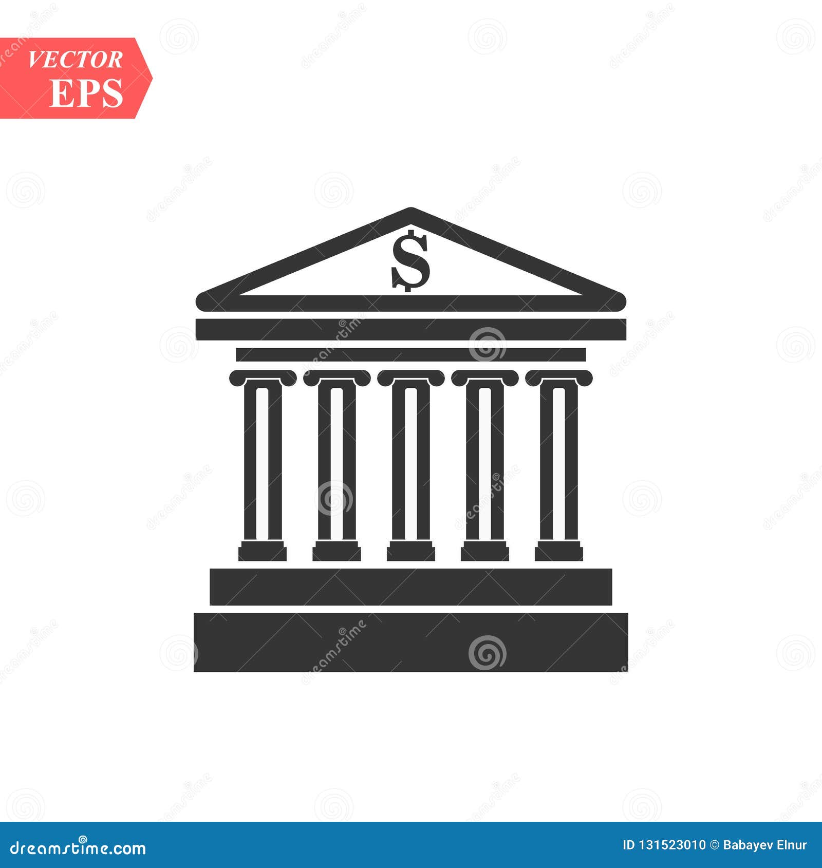 Bank Building Icon, Flat Design Best Vector Icon EPS10 Stock ...