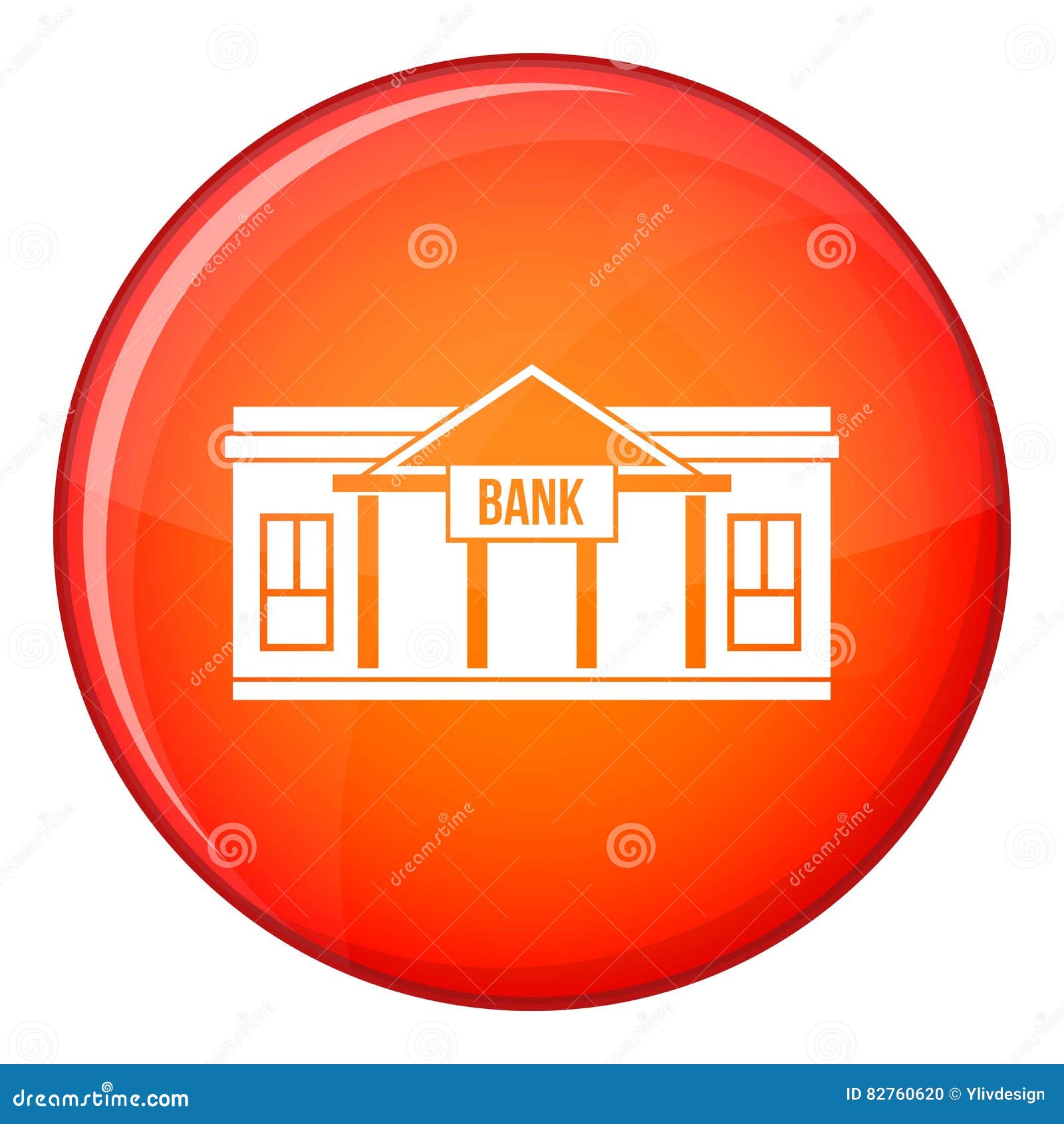 Bank Building Icon, Flat Style Stock Vector - Illustration of gray ...