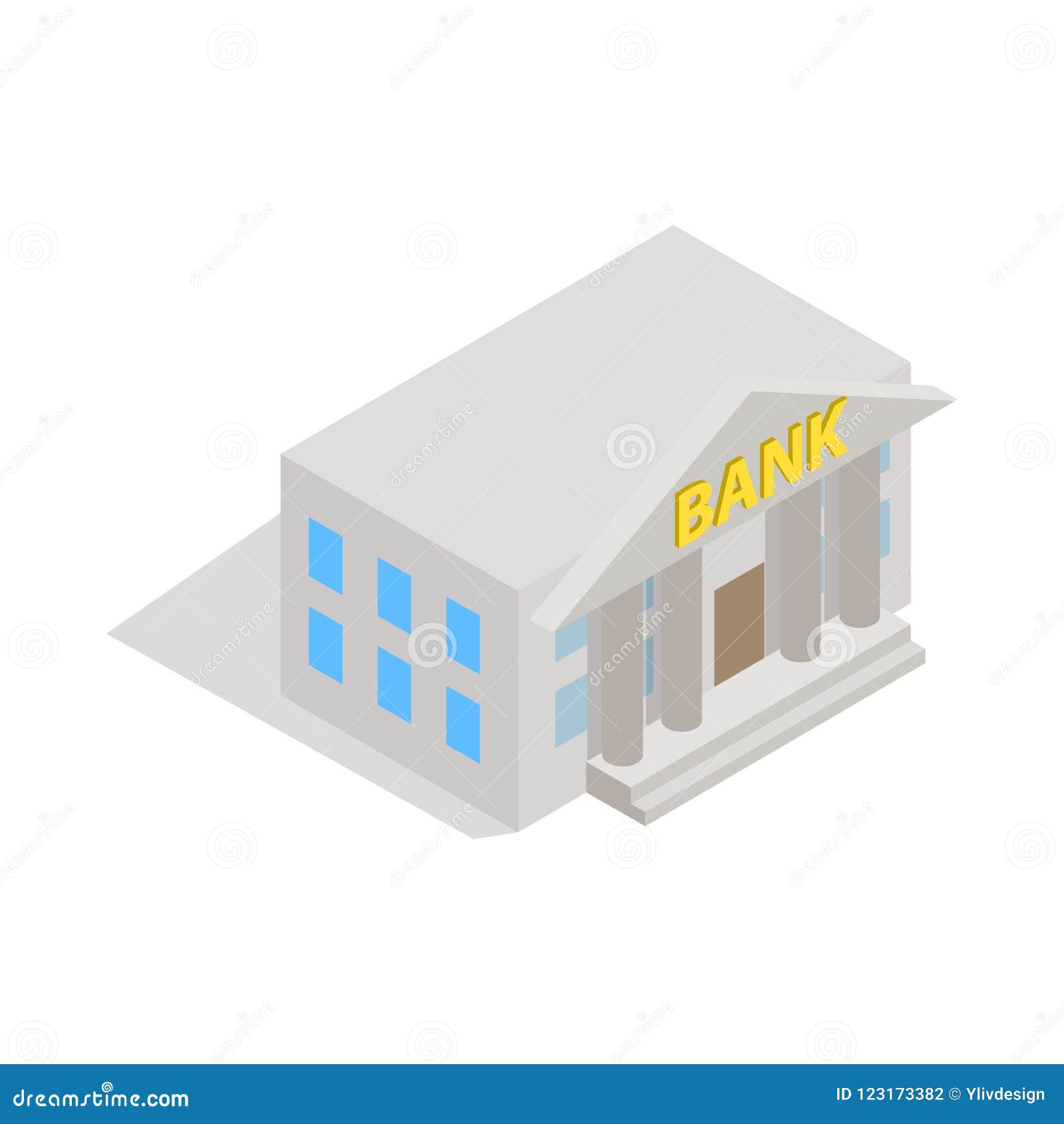 Bank Building Icon, Isometric 3d Style Stock Illustration ...