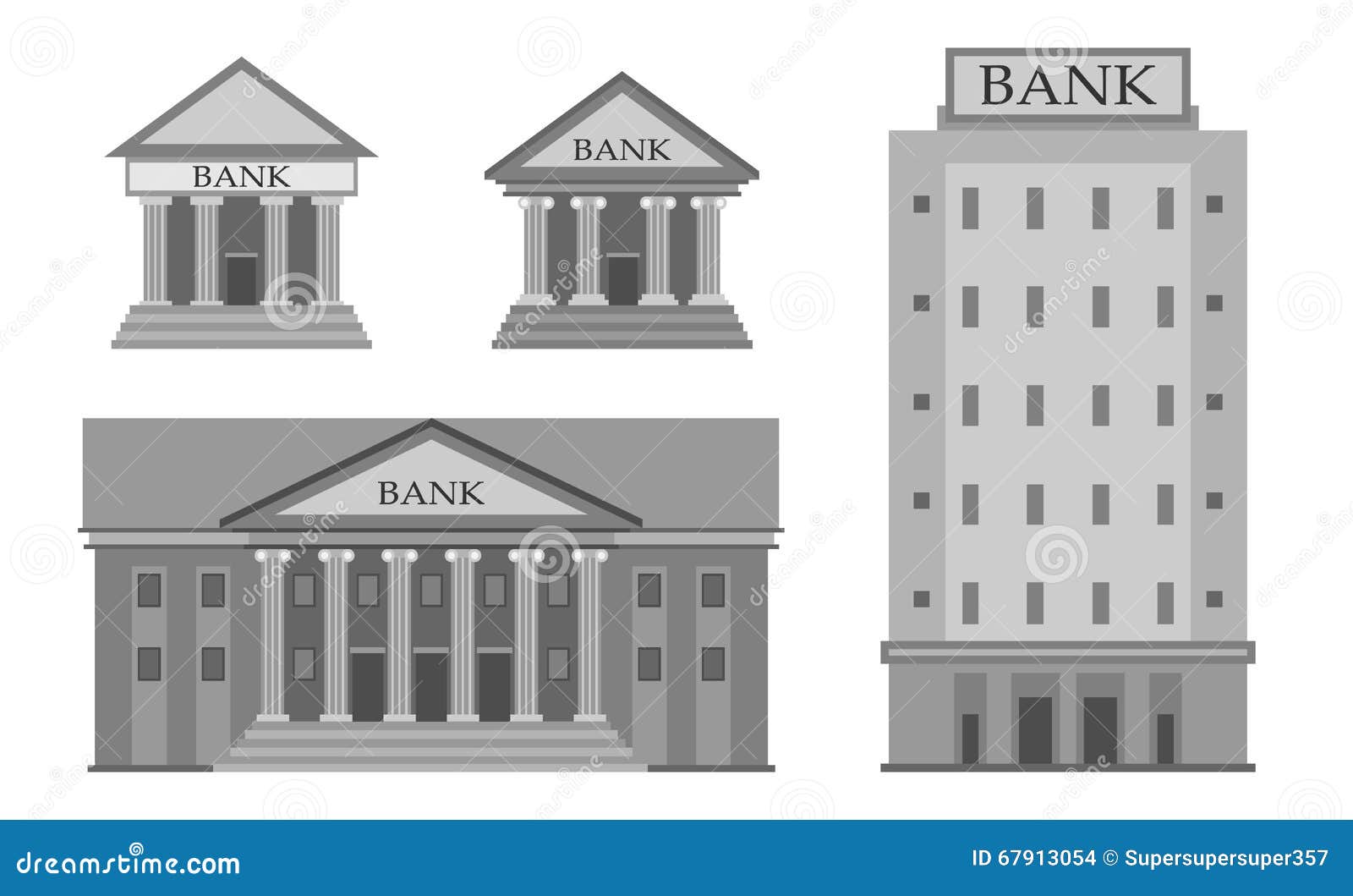 Bank Building Icon Set stock vector. Illustration of available - 67913054