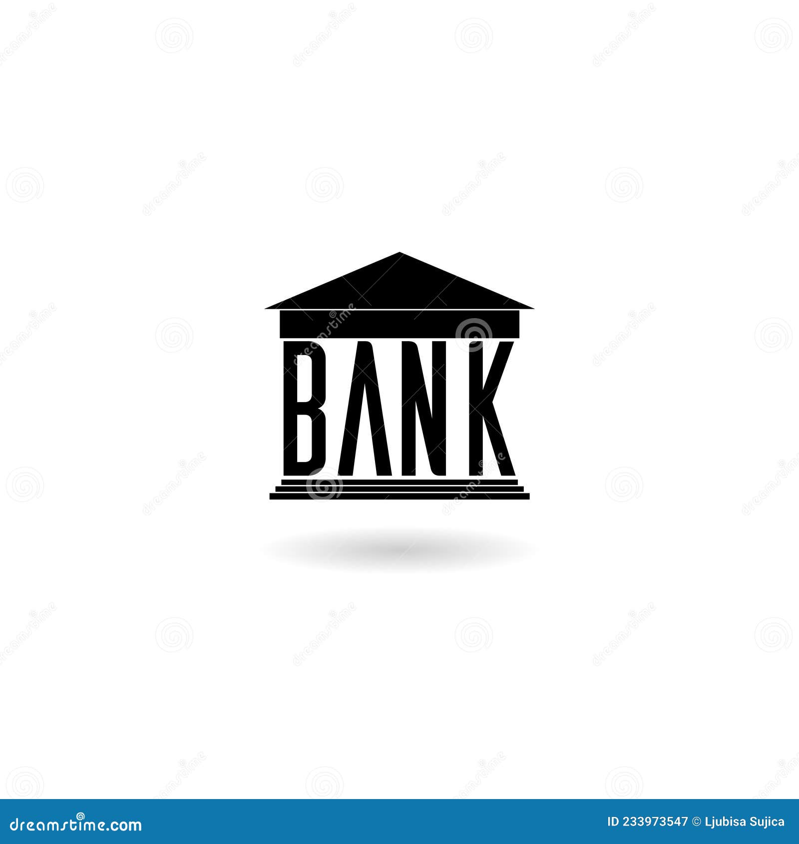 Bank Building Icon with Shadow Stock Vector - Illustration of service ...