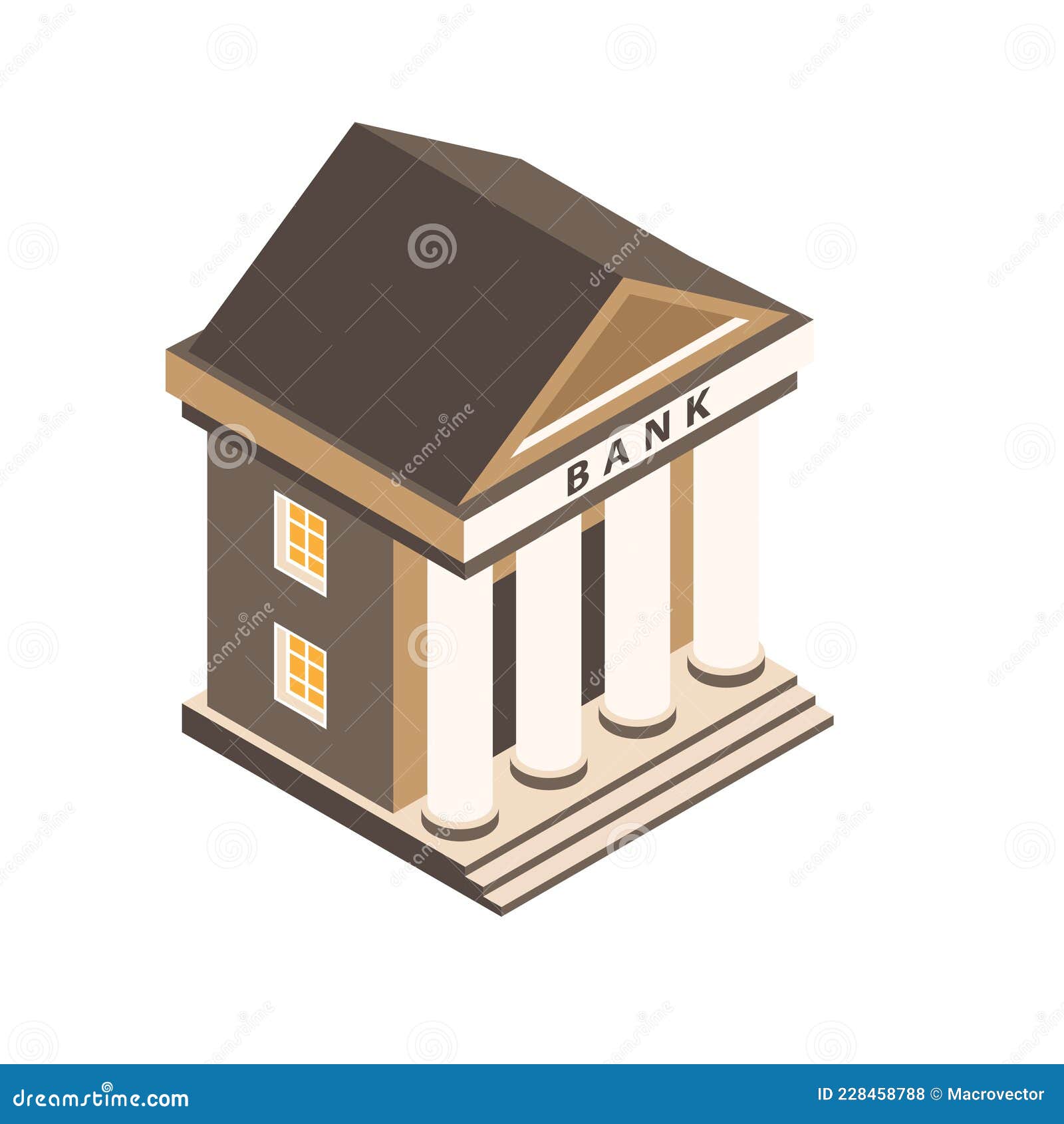 Bank Building Isometric Composition Stock Vector - Illustration of ...