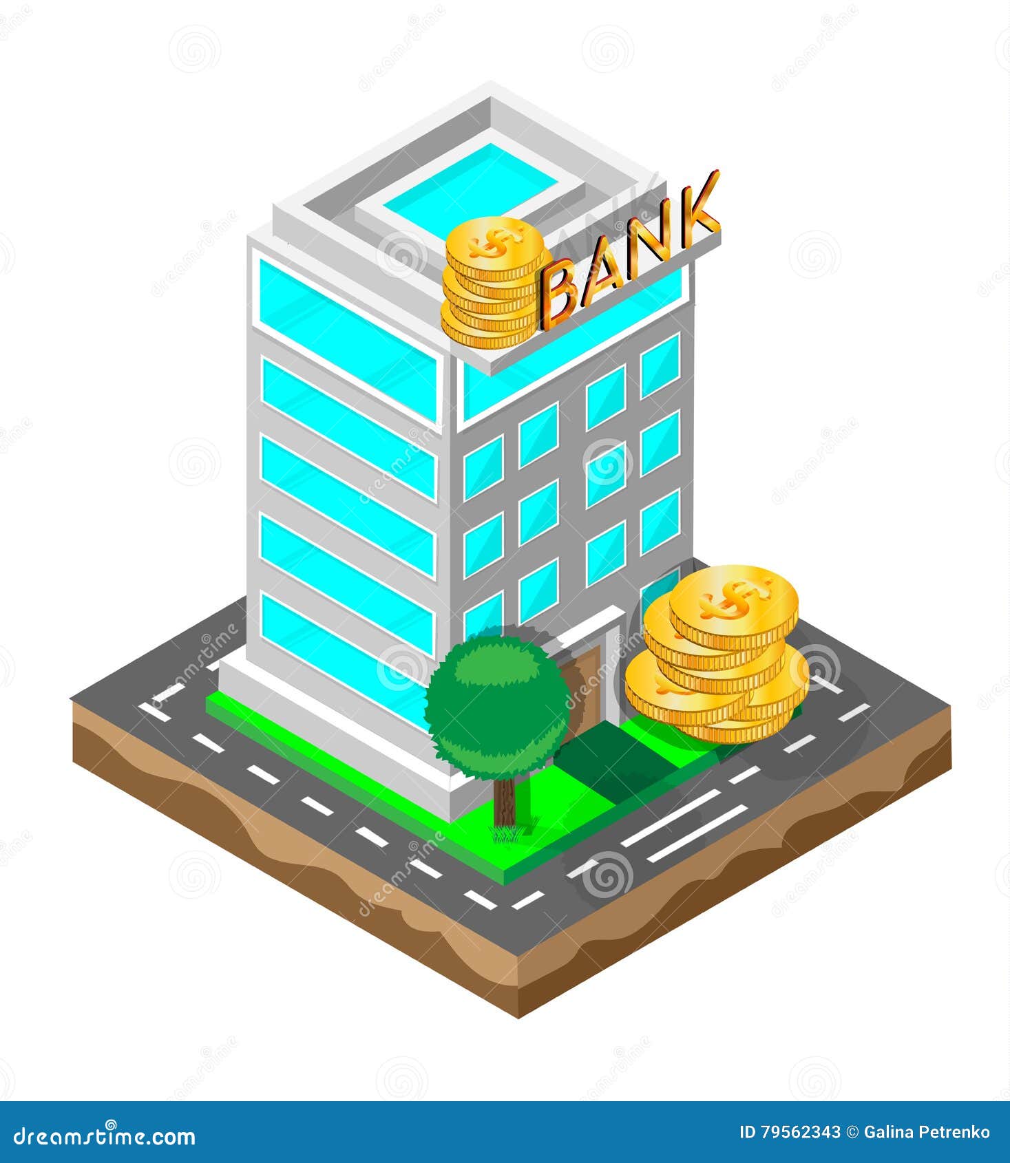 Bank Building in an Isometric View. Vector Image Stock Illustration ...