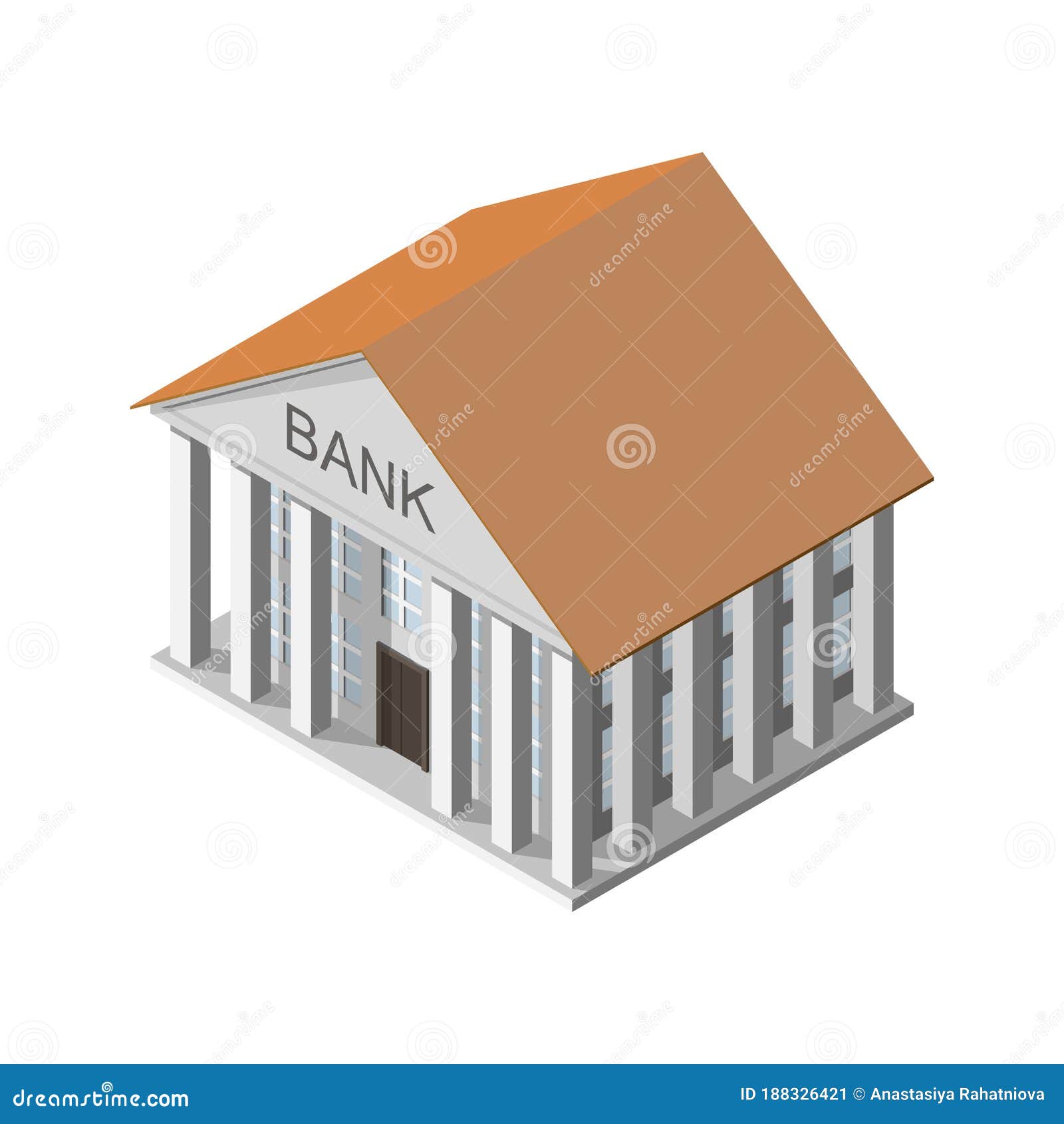 Bank Building Isometry. Bank Isolated Vector Illustration Stock Vector ...
