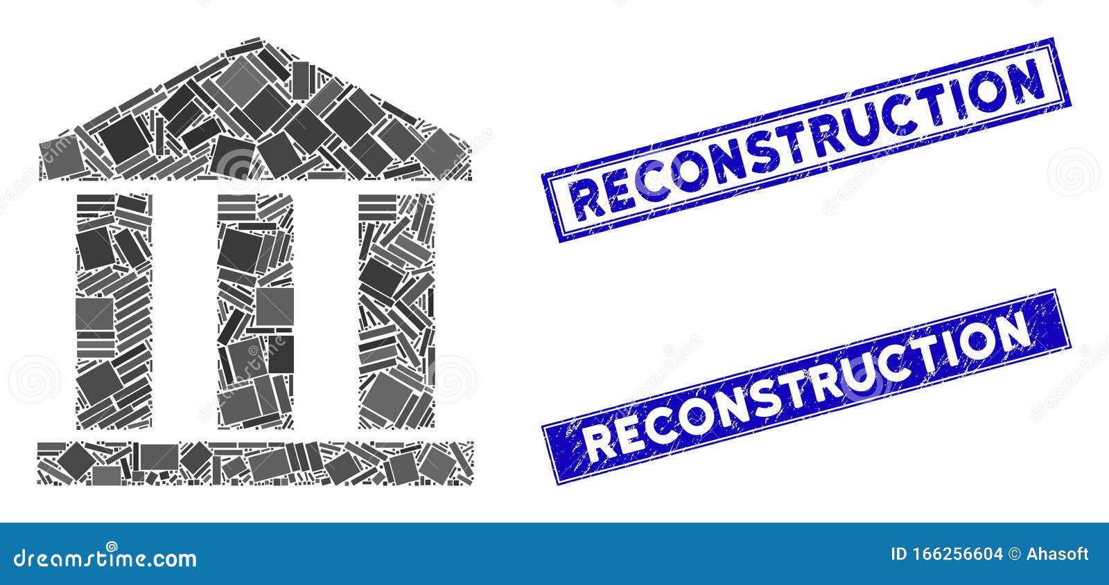 Bank Building Mosaic and Scratched Rectangle Reconstruction Stamp Seals ...