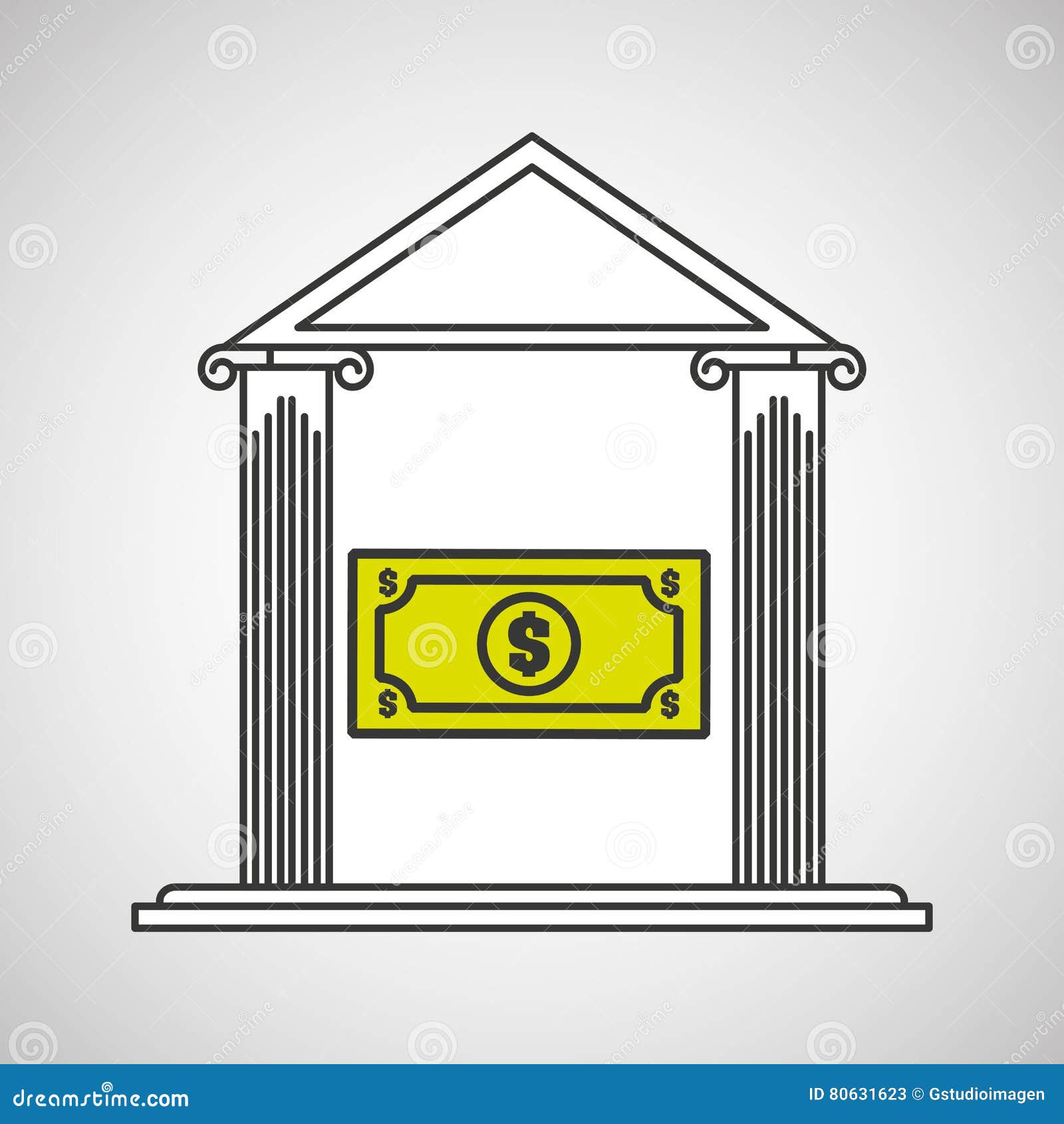 Bank Building Save Money Dollar Stock Vector - Illustration of hand ...