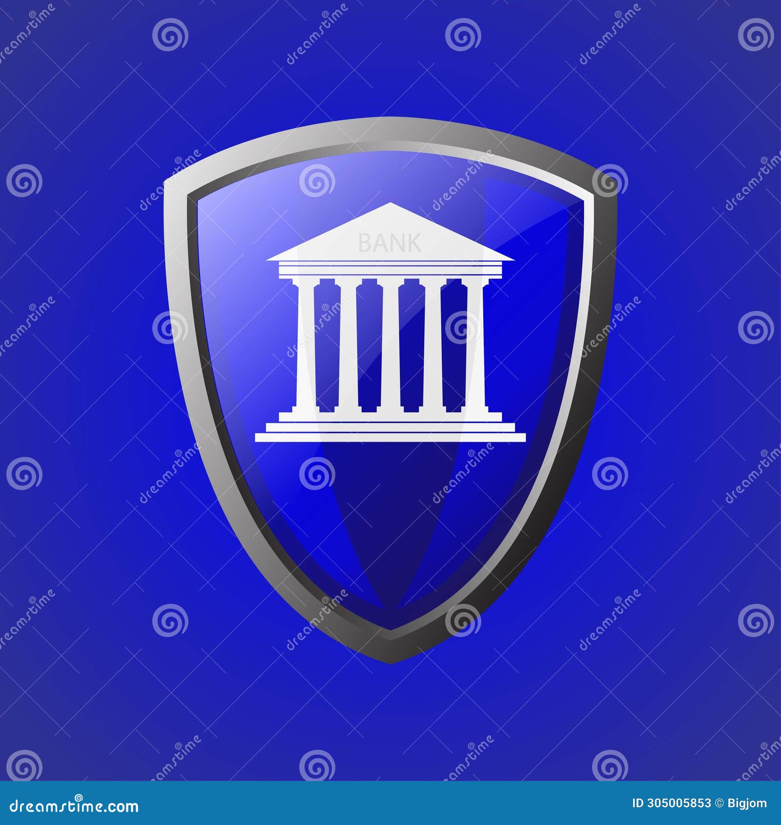 Bank Building and Shield Indicating Security and Encryption, Padlock ...