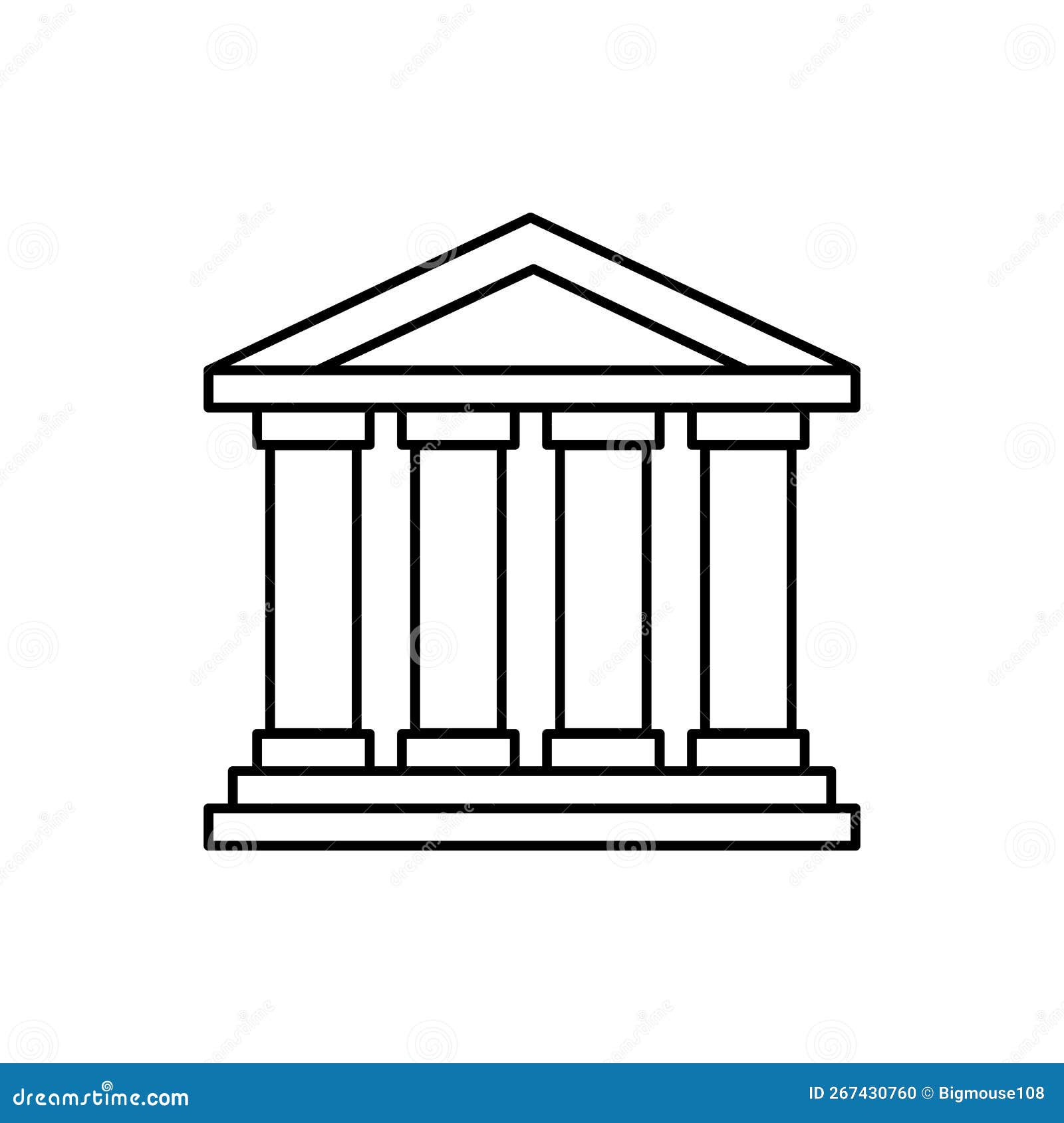 Bank Building Sign Black Thin Line Icon. Vector Stock Vector ...