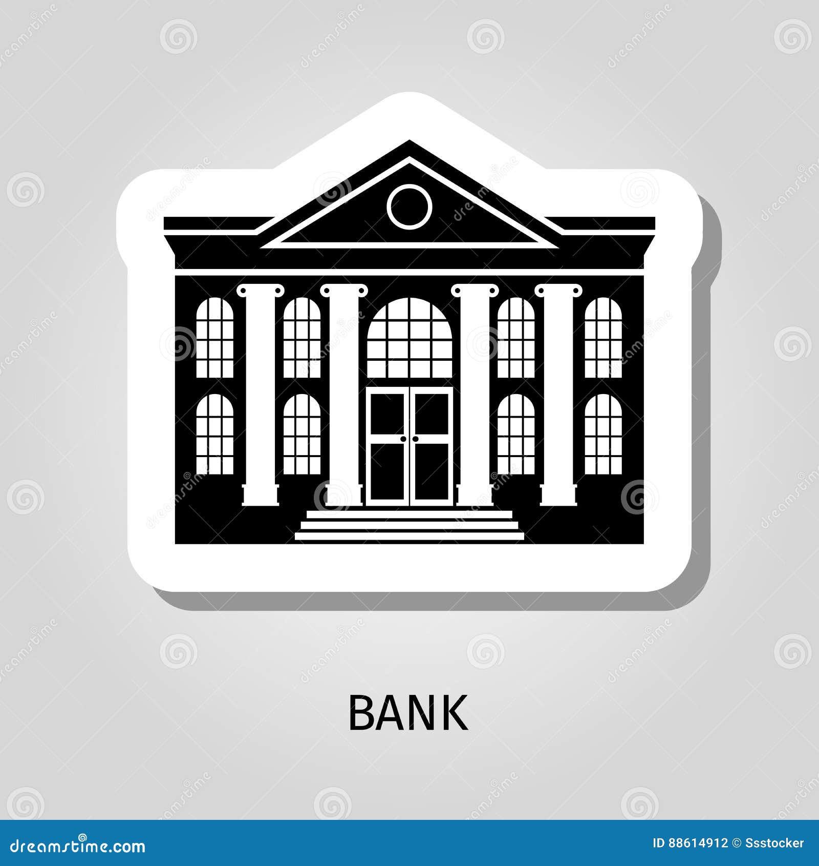 Bank Building Web Sticker Icon Stock Vector - Illustration of black ...