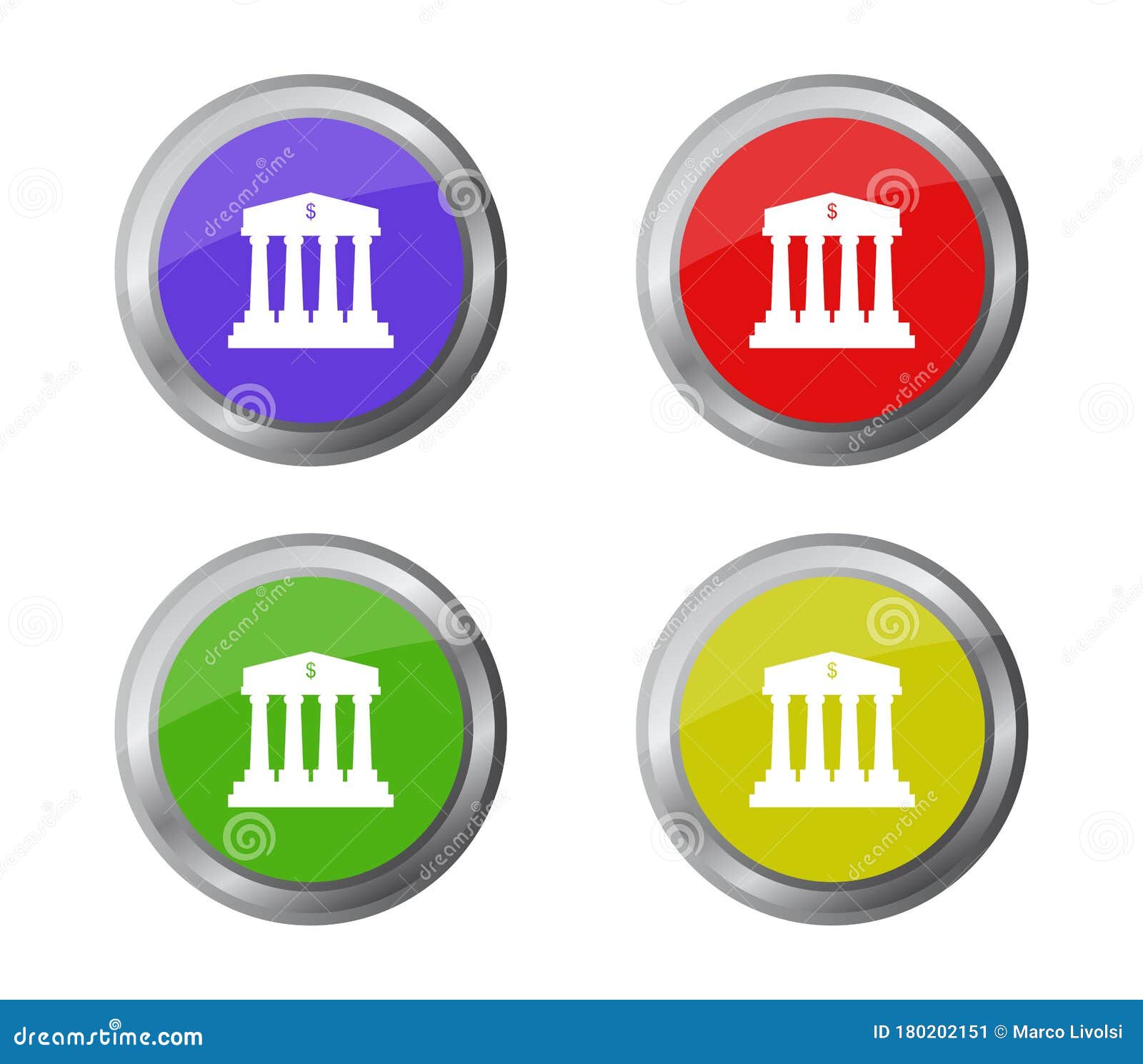 Bank Button Icon Illustrated in Vector on White Background Stock ...