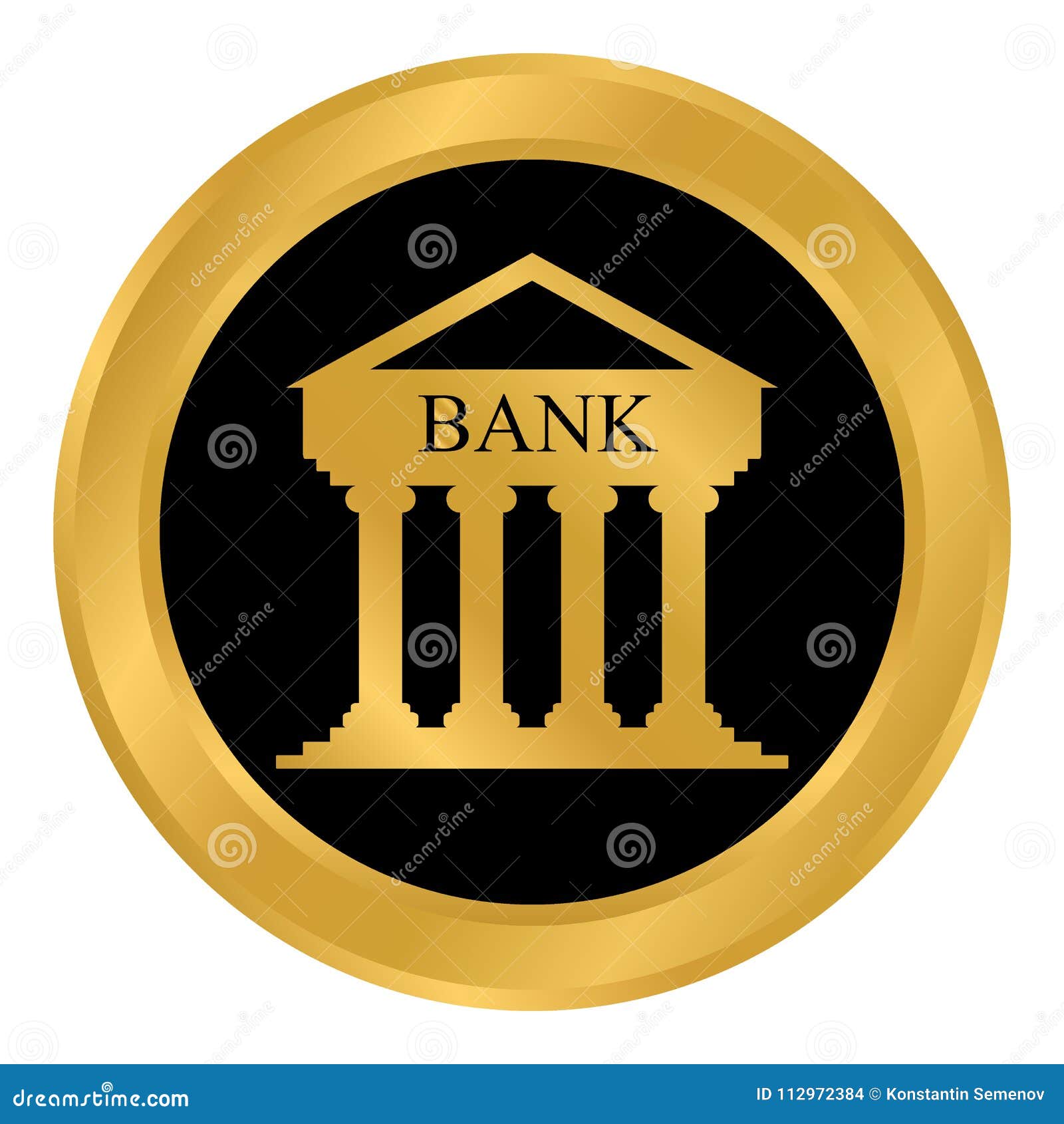 Bank button on white. stock illustration. Illustration of gold - 112972384