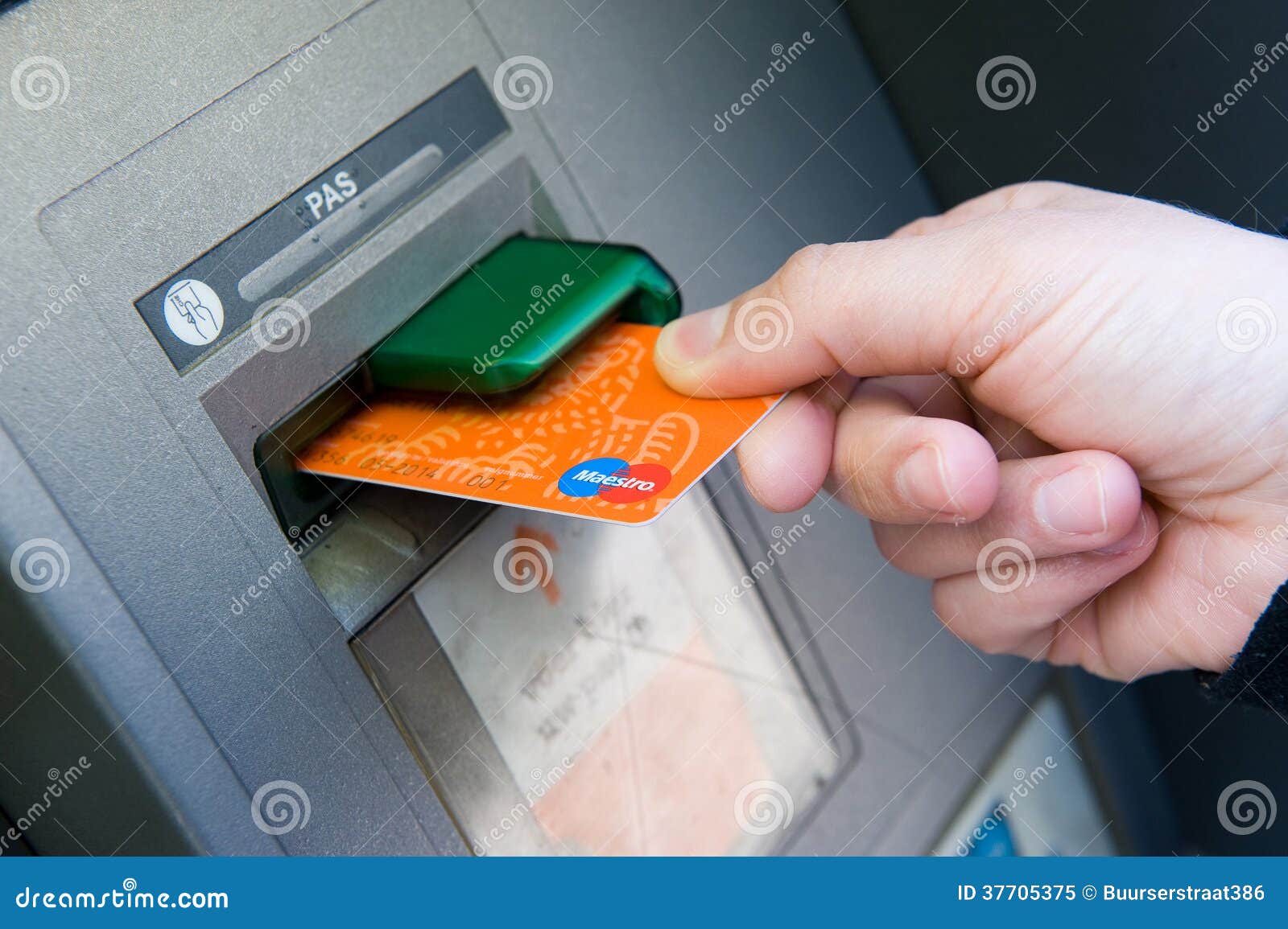 Bank Card Into ATM Editorial Image - Image: 37705375