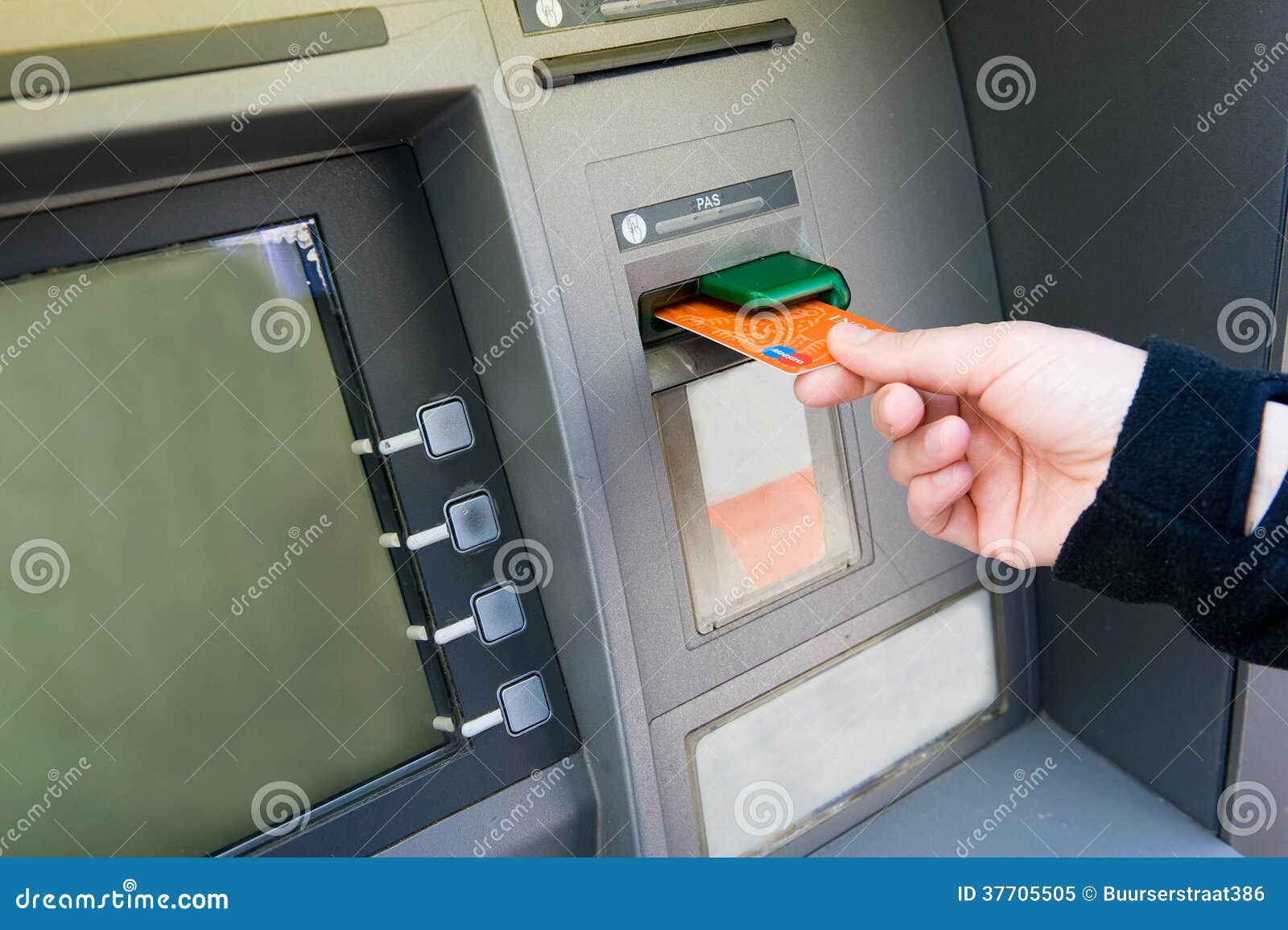 Bank card into ATM editorial image. Image of automatic - 37705505