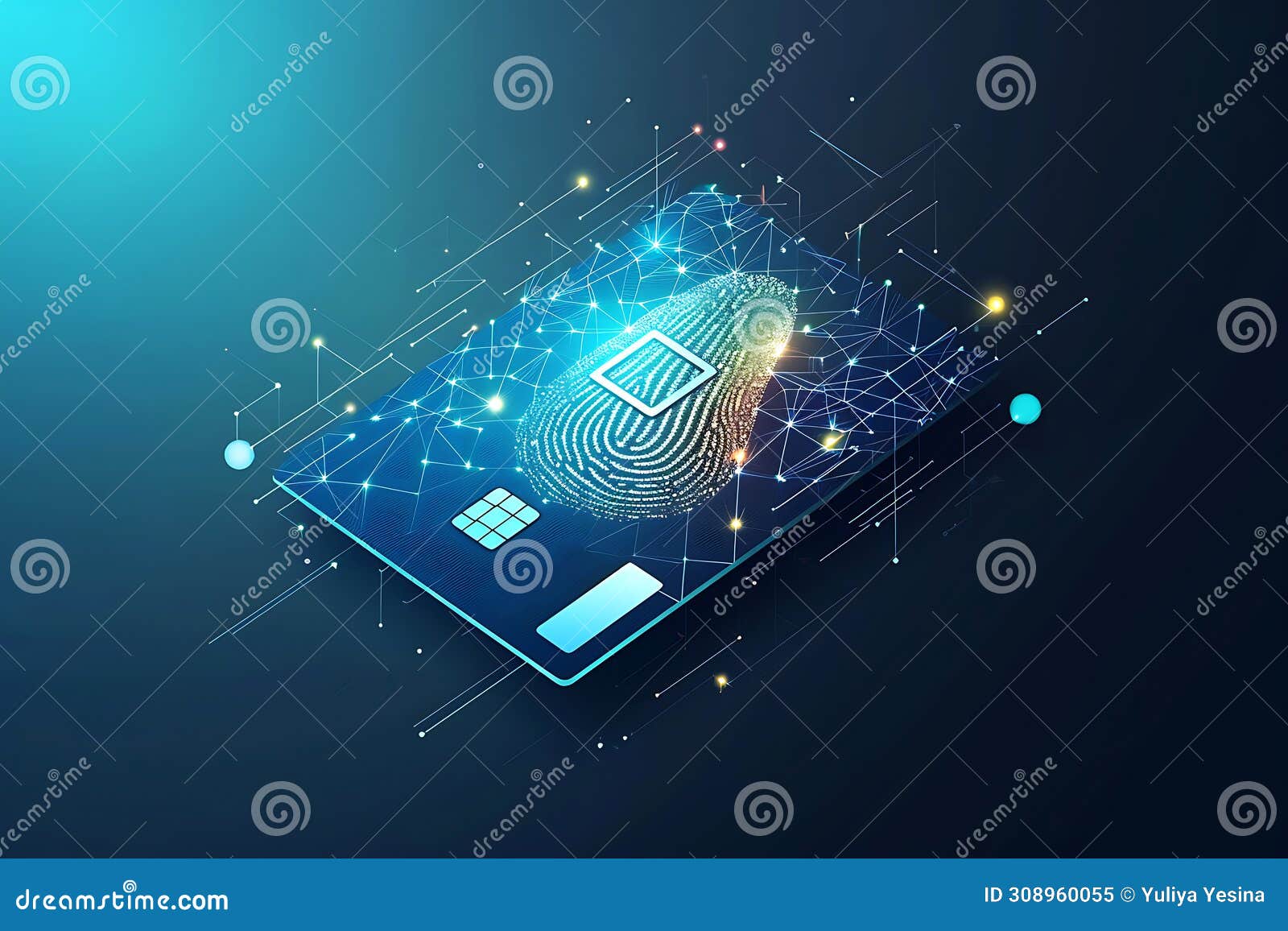 Bank Card with Fingerprint Authentication Concept Stock Image - Image ...