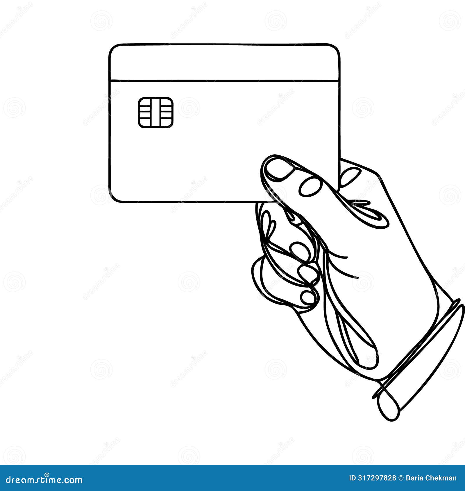 Bank Card in Hand Drawn One Line Continuous Drawing. Stock Vector ...