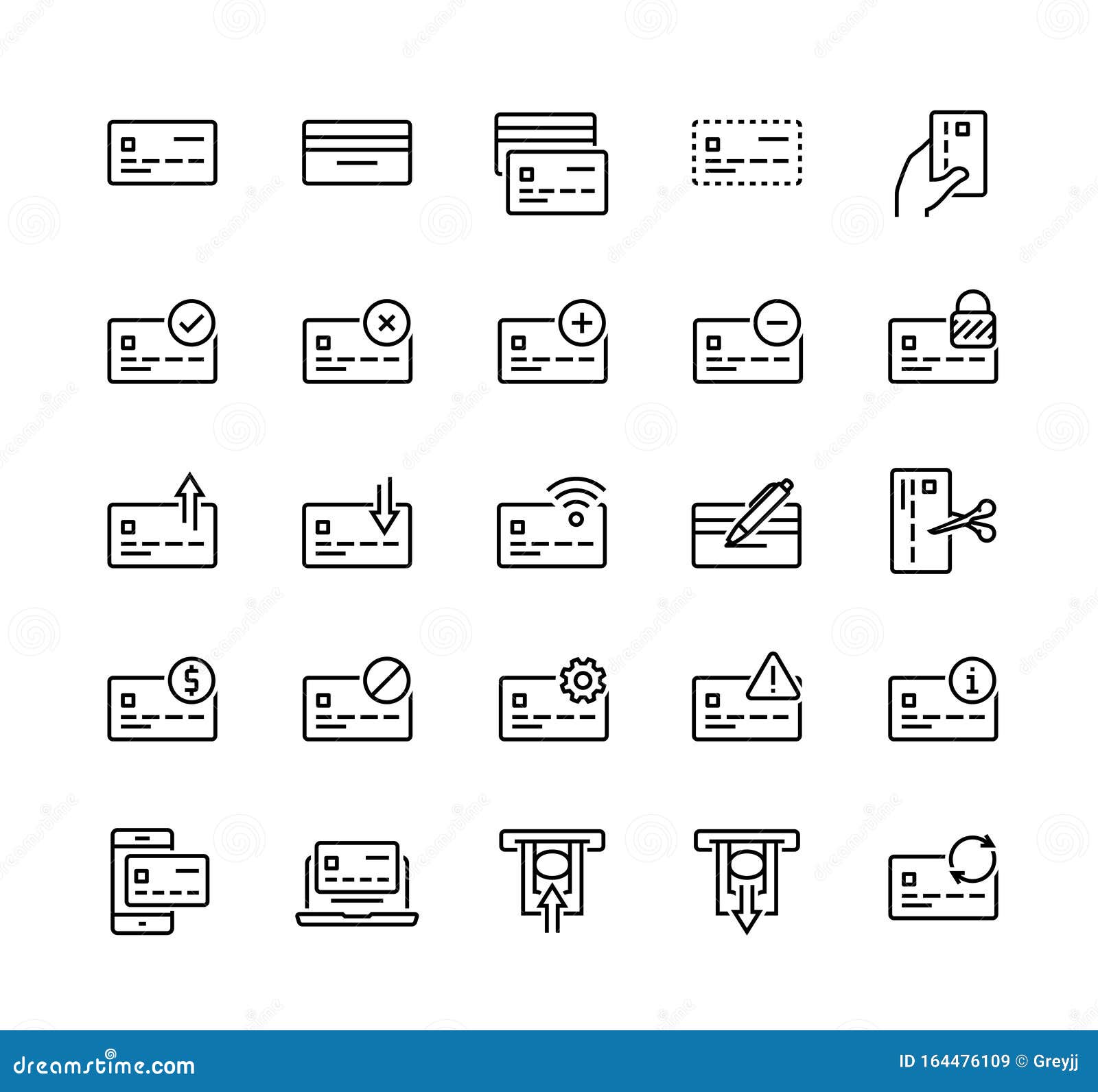Bank Card Related Icons in Thin Line Style Stock Vector - Illustration ...