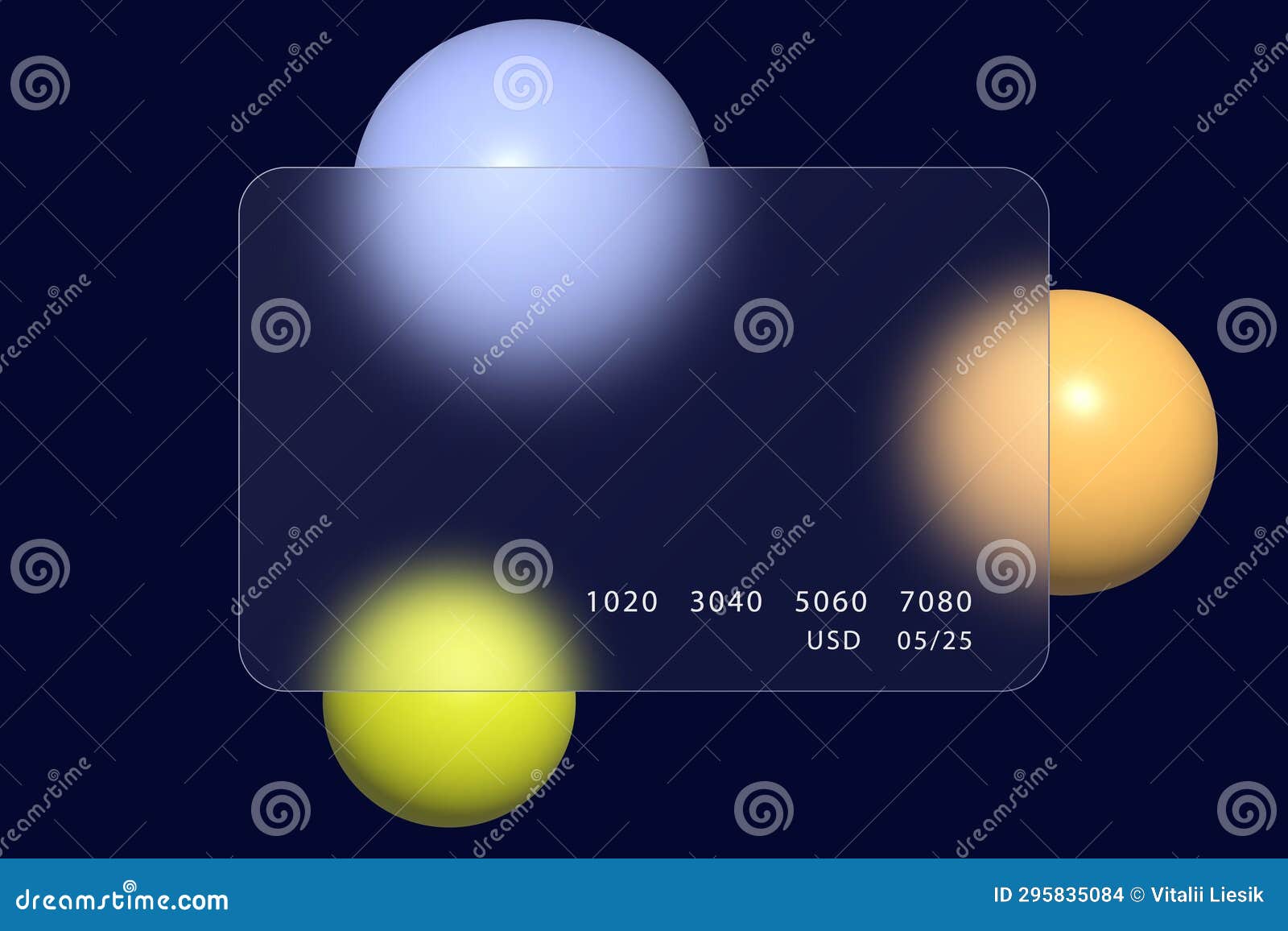 Bank Card Template in Glass Morphism Style. Horizontal Presentation ...