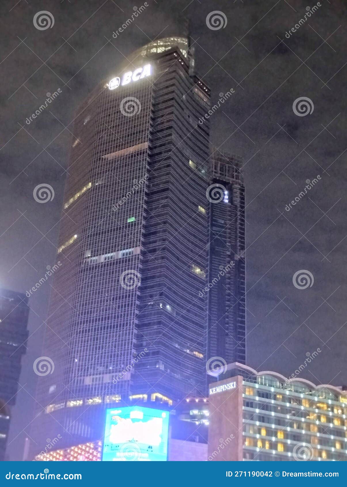 Bank Central Asia Tower Night Vibes Editorial Photography - Image of ...