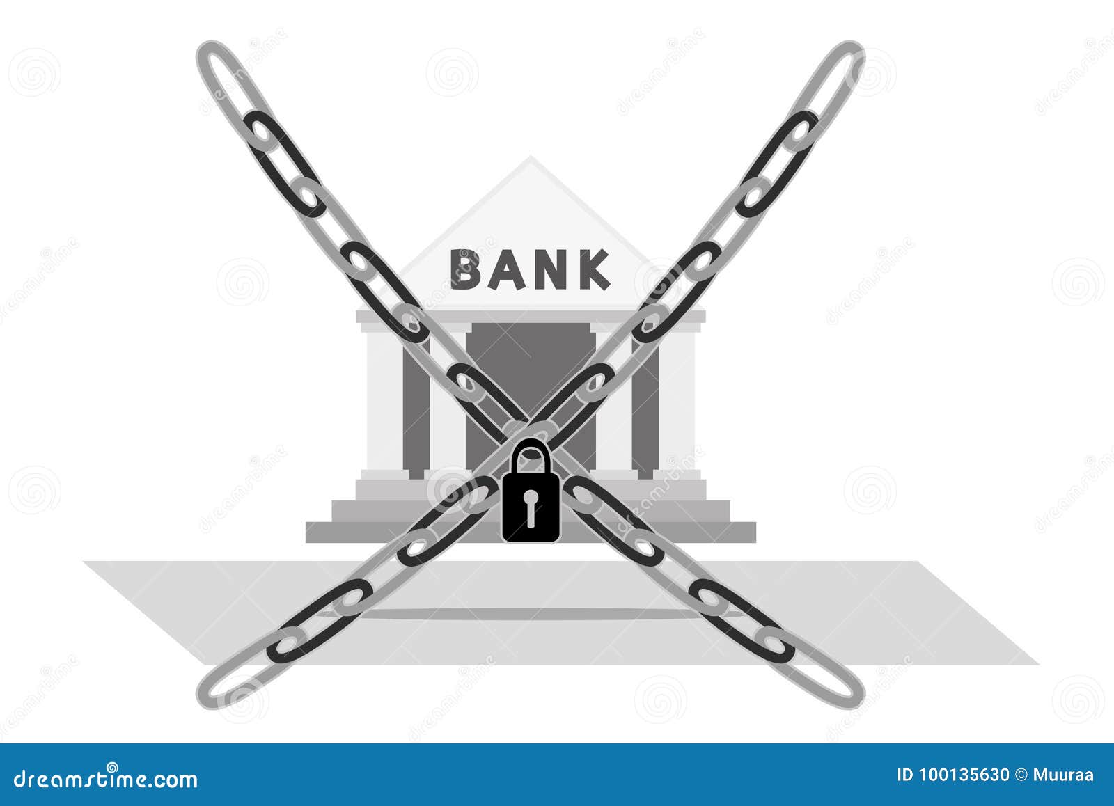 Bank and chain with lock stock vector. Illustration of concept - 100135630