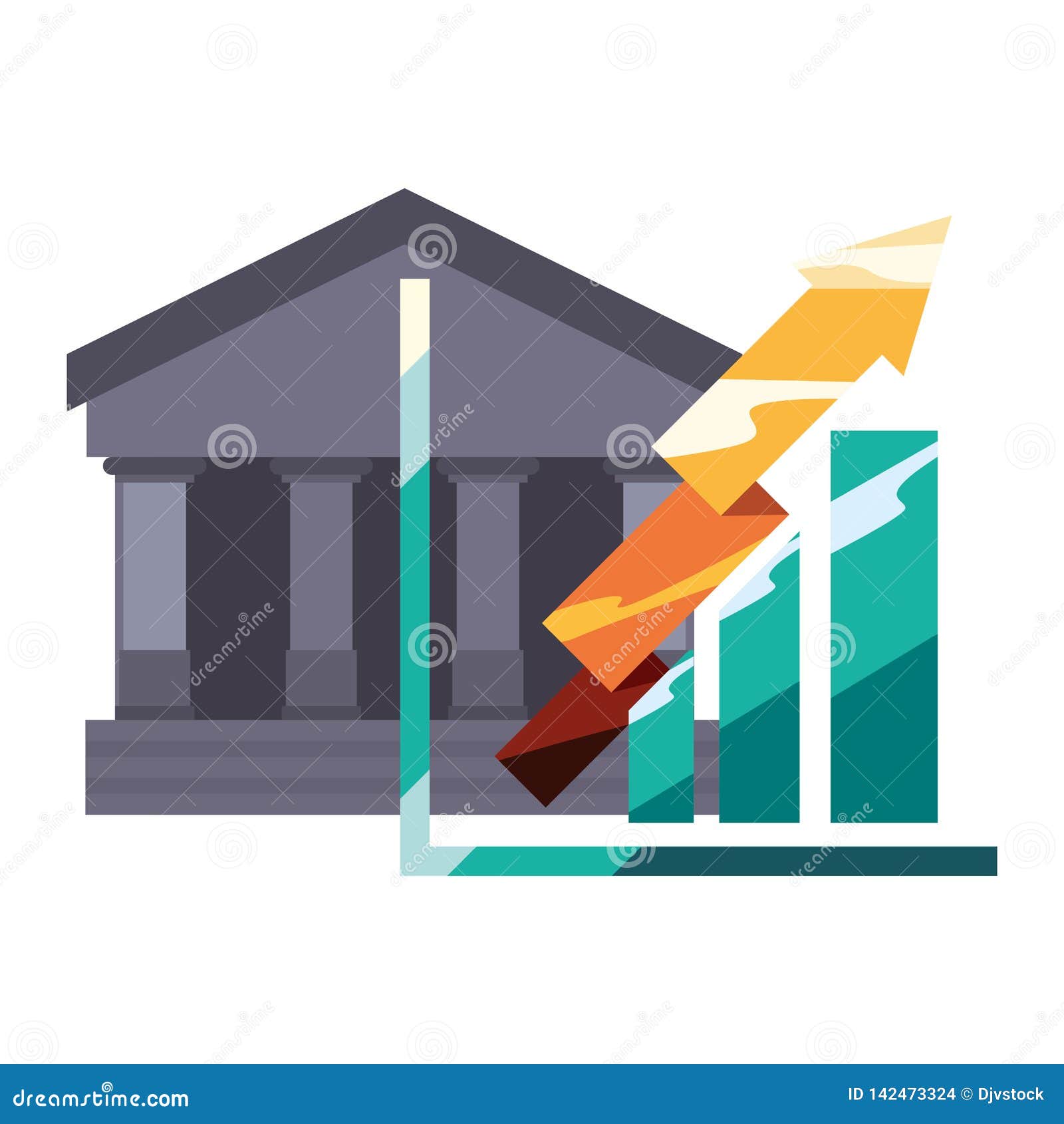 Bank chart arrow stock vector. Illustration of chart - 142473324