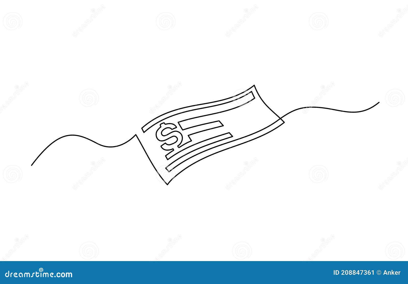 BANK CHECK, Bank Cheque. Continuous One Line Drawing Stock Vector ...