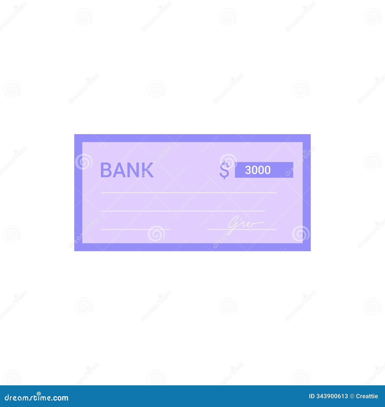 Bank Check Document in Flat Vector Illustration Symbolizing Financial ...