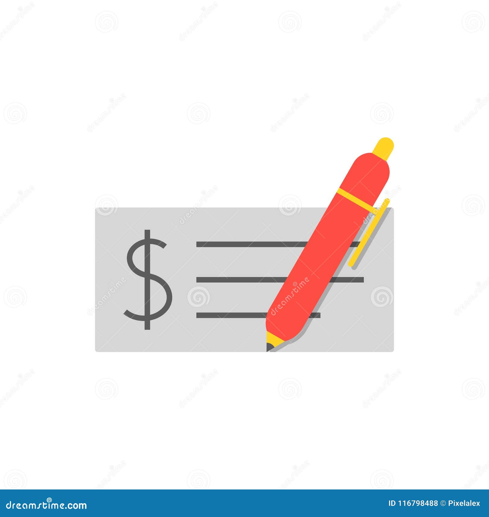 Bank check flat icon stock vector. Illustration of banking - 116798488