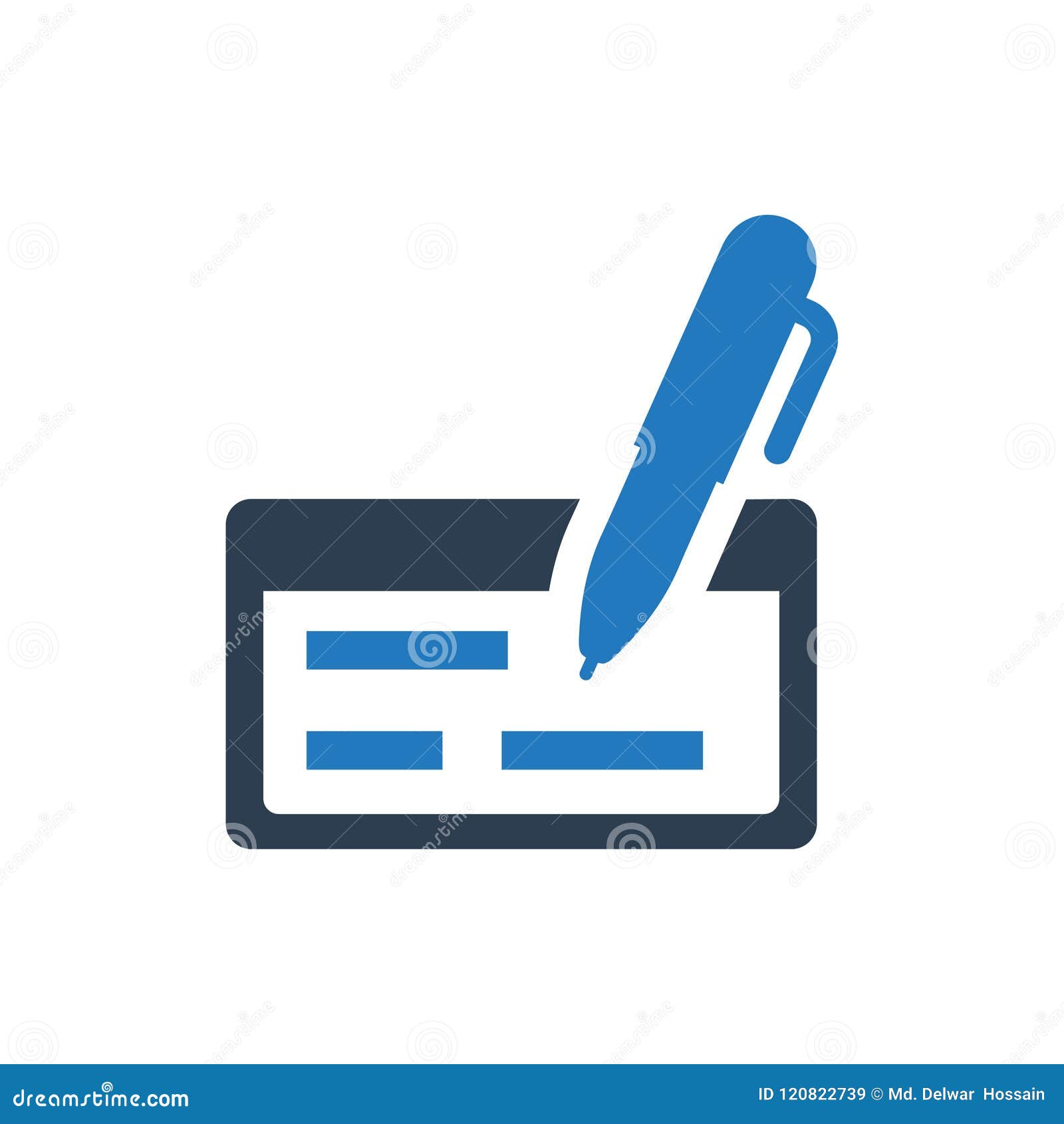 Bank Check Icon stock vector. Illustration of check - 120822739