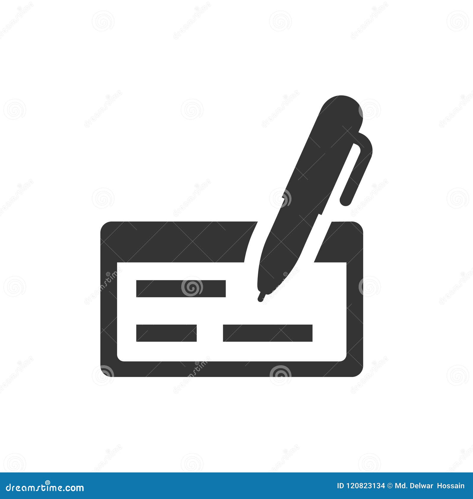 Bank Check Icon stock vector. Illustration of receipt - 120823134
