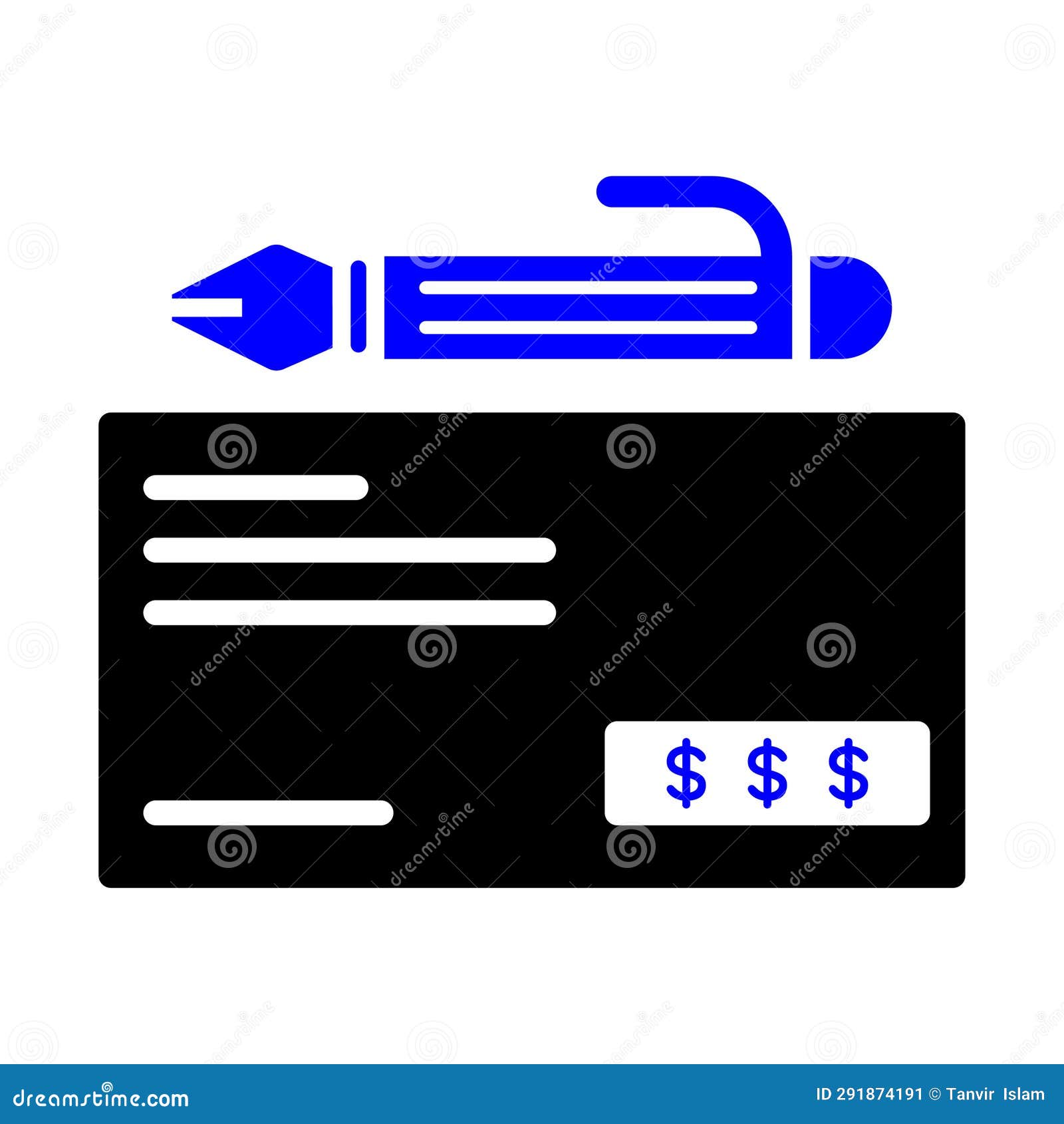 Bank Check Icon stock vector. Illustration of graphic - 291874191