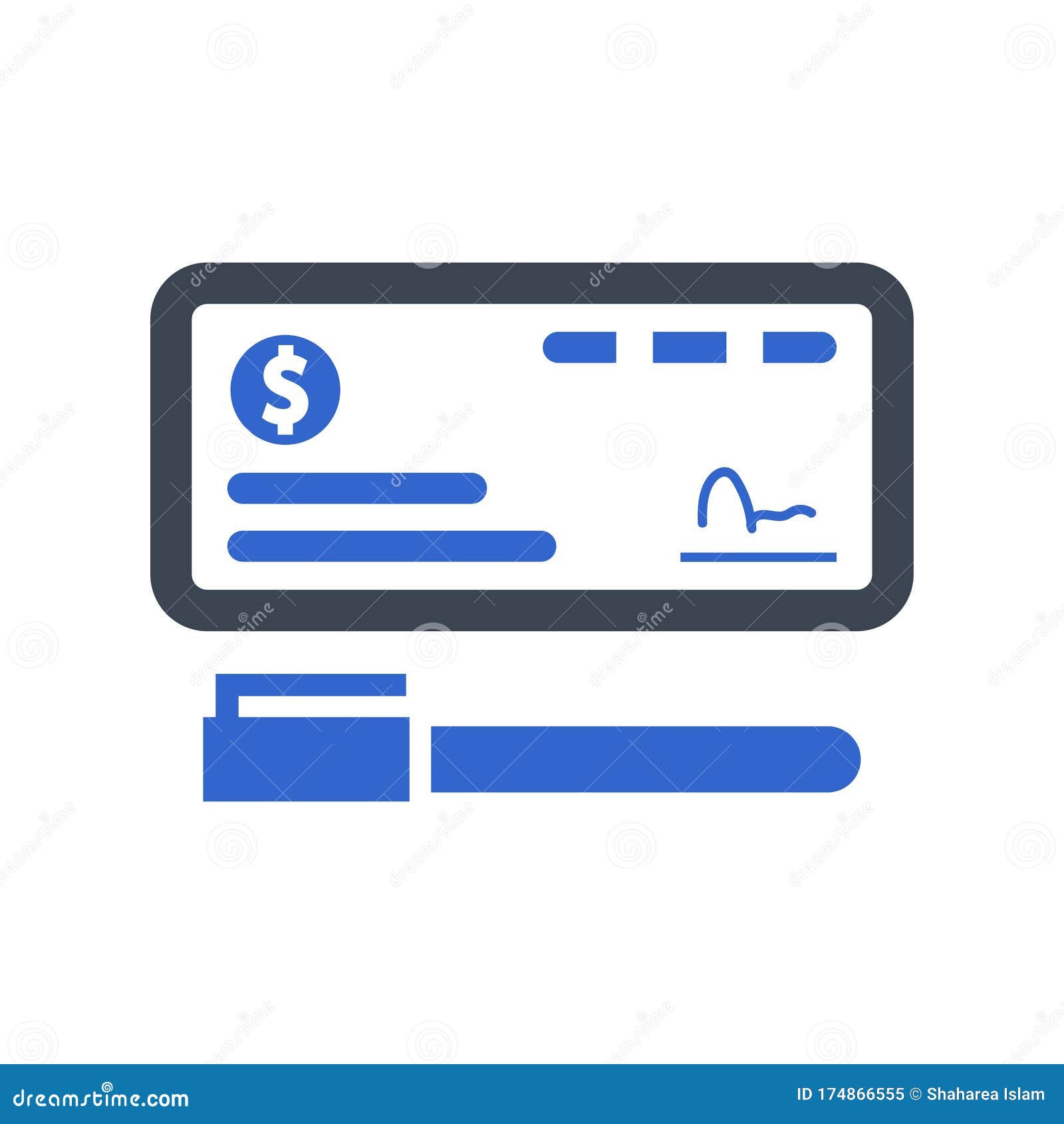 Bank check icon stock vector. Illustration of symbol - 174866555