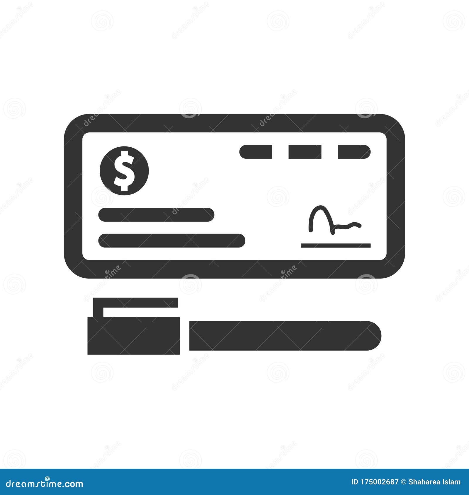 Bank check icon stock vector. Illustration of simple - 175002687