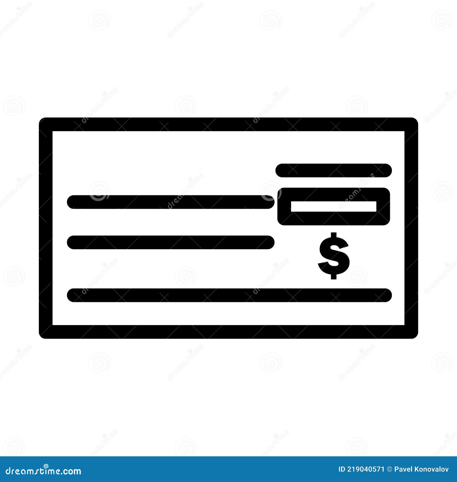 Bank Check Icon stock vector. Illustration of earning - 219040571