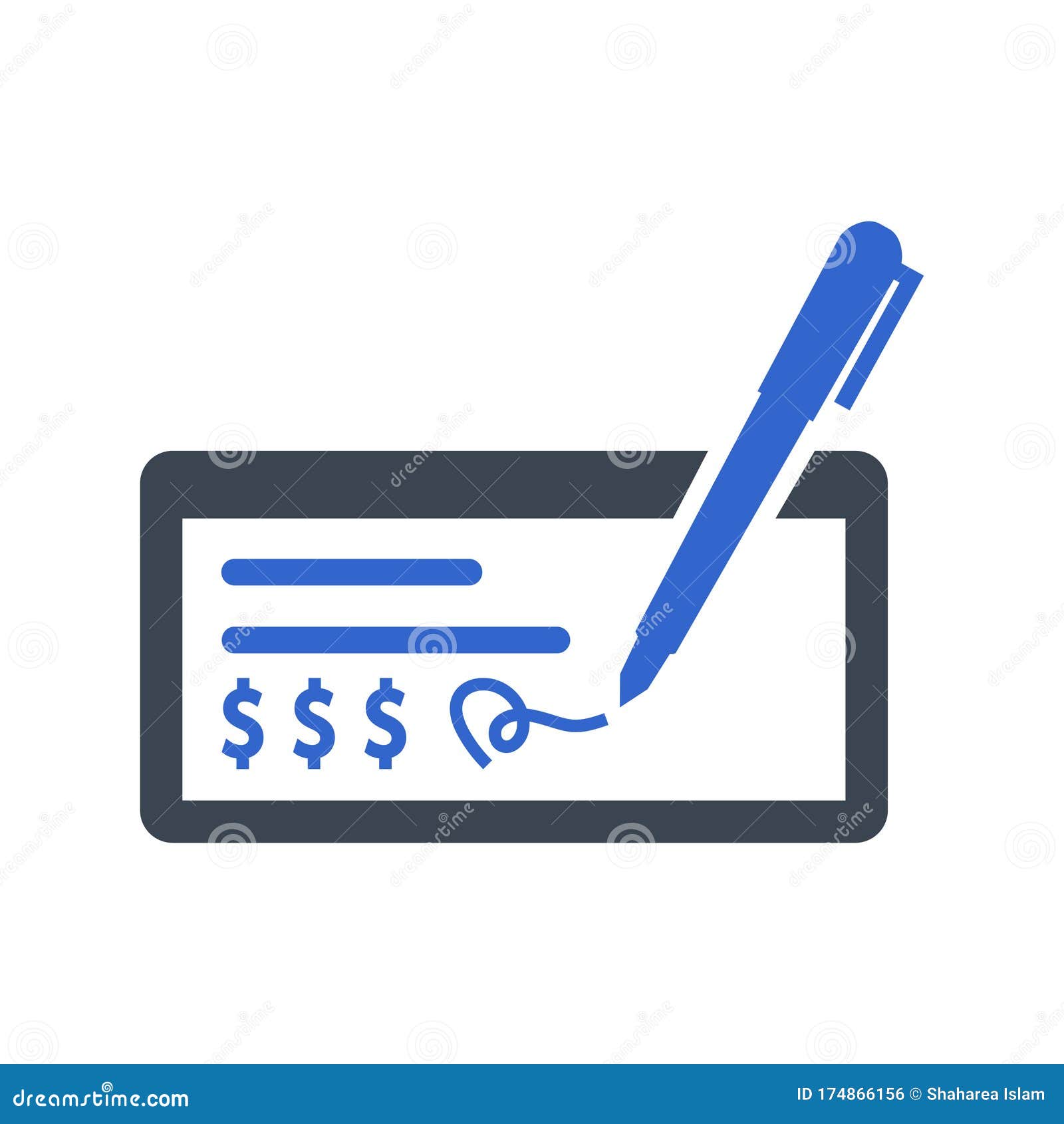 Bank check icon stock vector. Illustration of symbol - 174866156