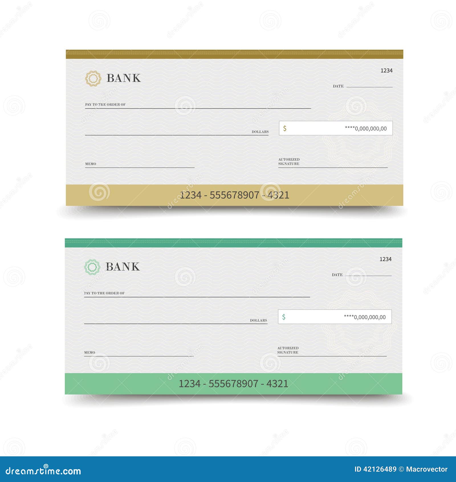 Bank check isolated stock vector. Illustration of design - 42126489