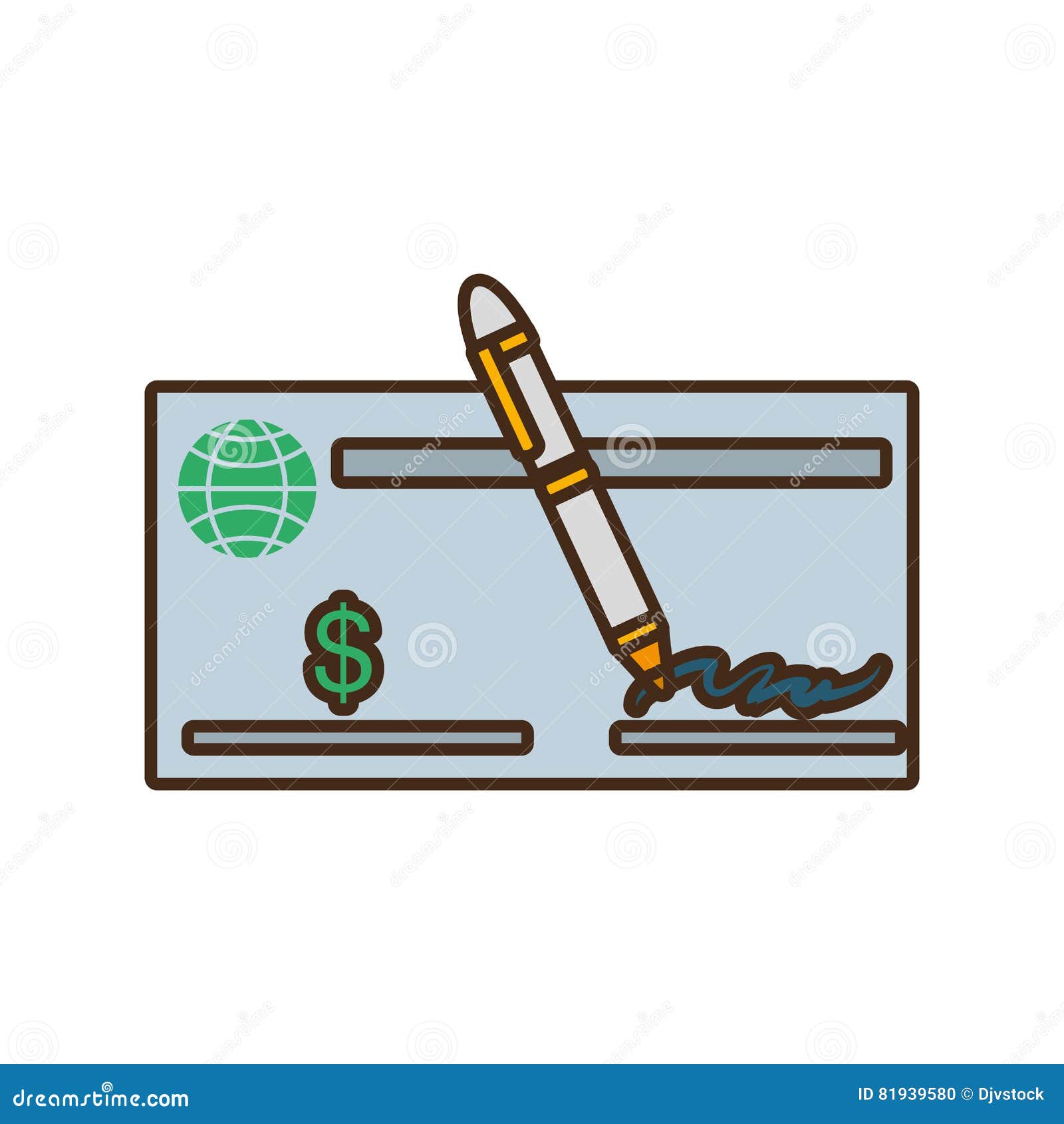 Bank Check Isolated Icon Cartoon Vector | CartoonDealer.com #90953103