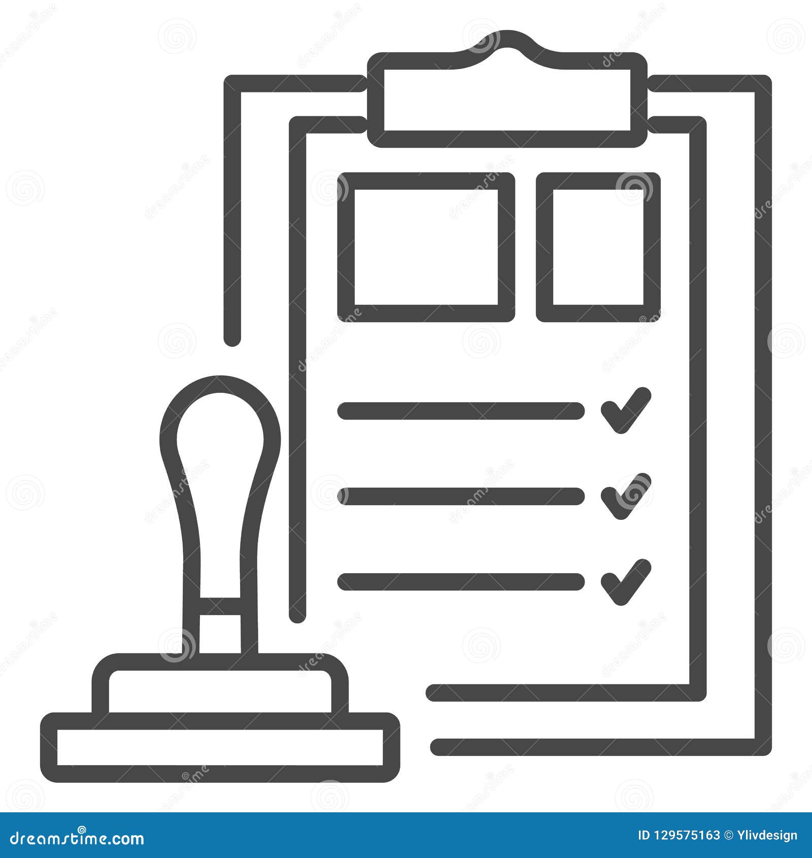 Bank Check Stamp Icon, Outline Style Stock Vector - Illustration of ...