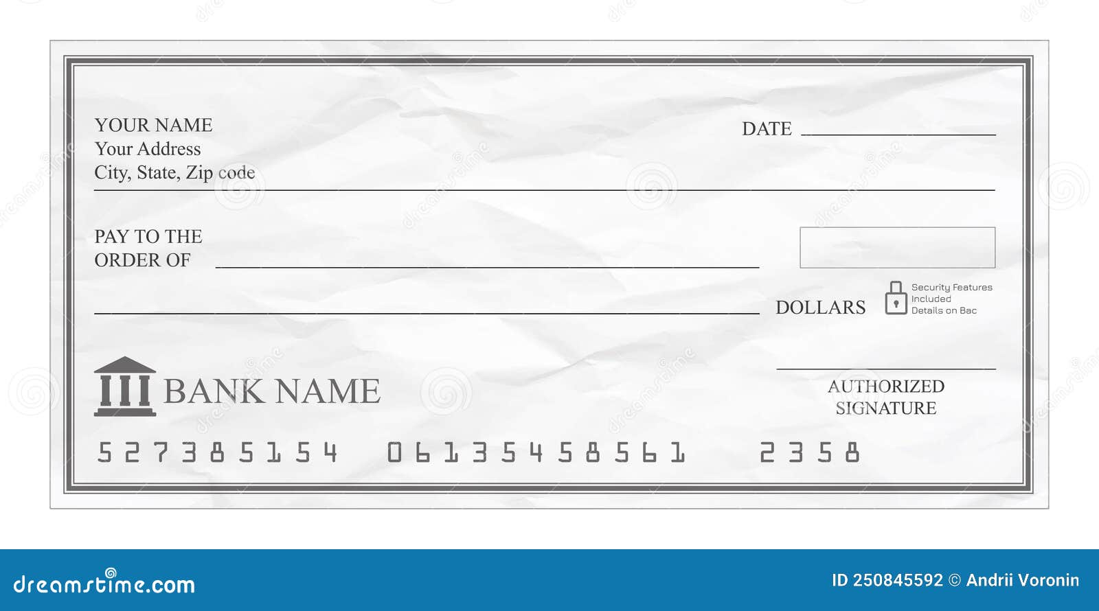 Checkbook Page. Bank Check Template. Vector Illustration ...
