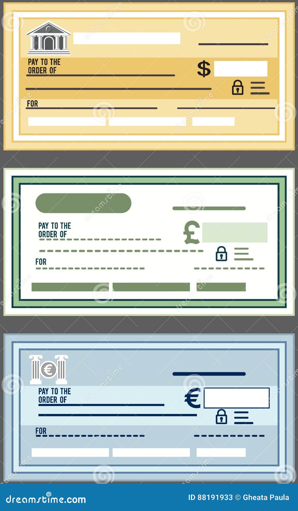 Bank Check stock vector. Illustration of check, bank - 88191933