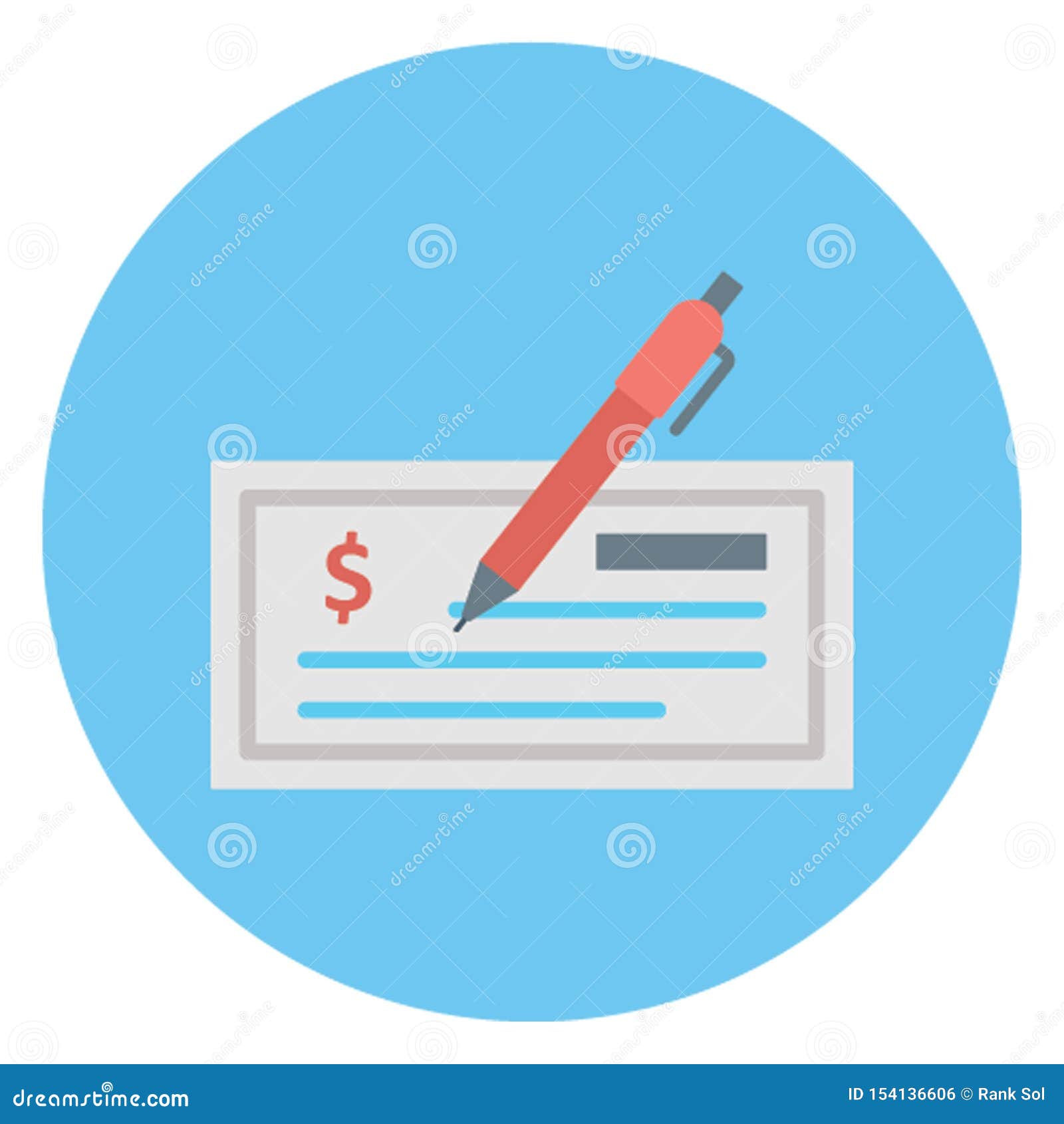 Bank Cheque, Check Isolated Vector Icon Which Can Be Easily Edited ...