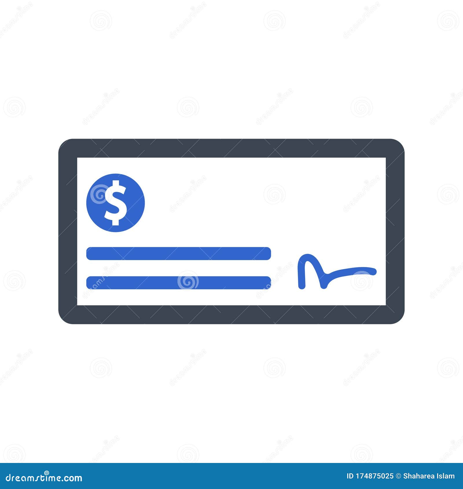 Bank Cheque icon stock vector. Illustration of bank - 174875025
